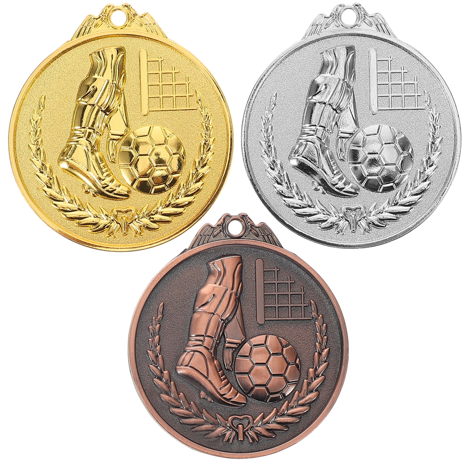 3 Pcs Gold Silver Bronze Medals Football Soccer Award Player Child ...