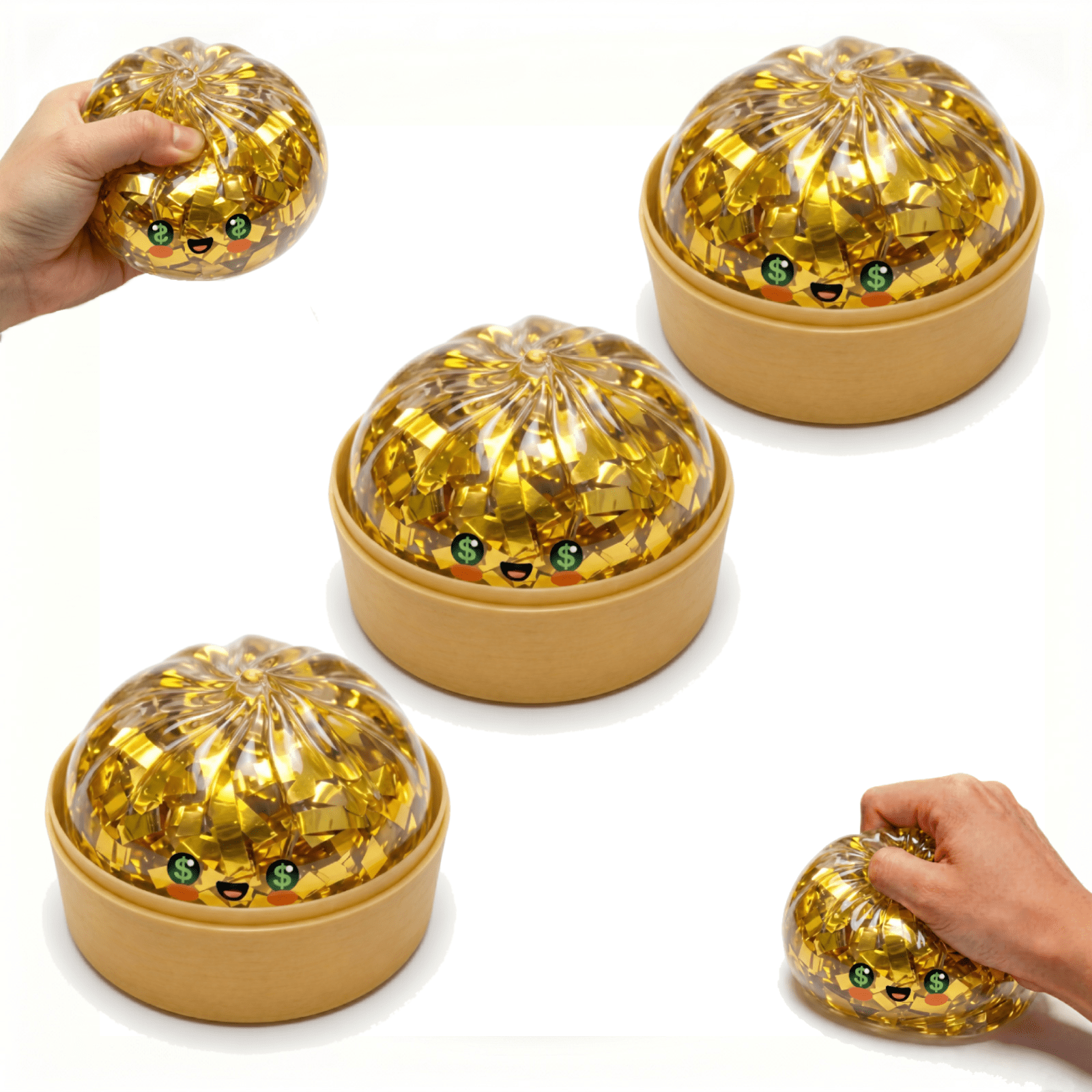 3 Pcs Golden Ticket Edition Dumpling Squishy, Glitter Dumpling with ...