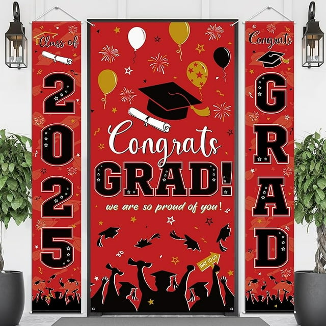 3 Pcs Graduation Door Decorations Class of 2025, Graduation Congrats ...