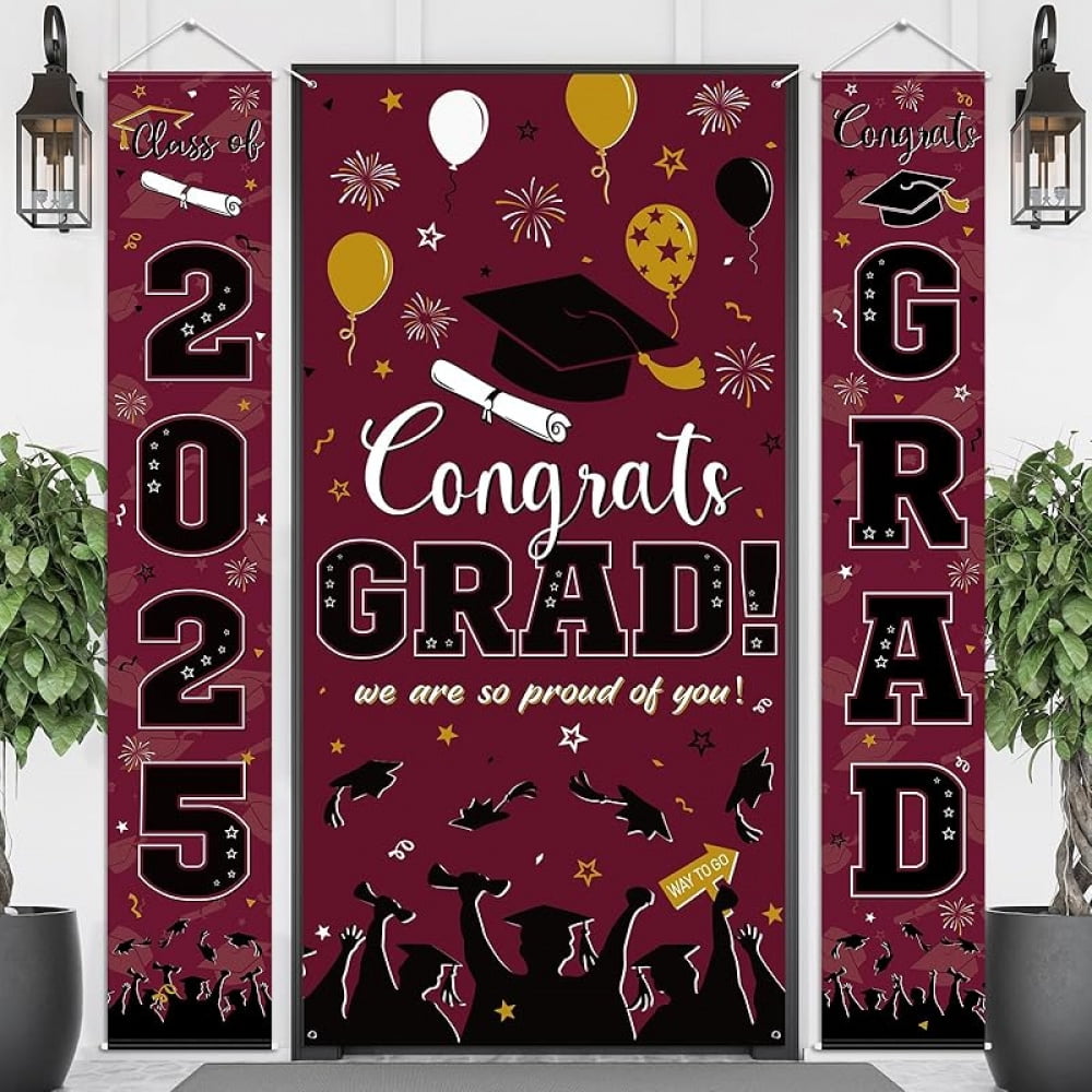 3 Pcs Graduation Door Decorations Class of 2025, Graduation Congrats ...