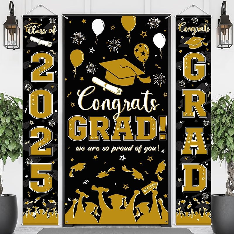 3 Pcs Graduation Door Decorations Class of 2025, Graduation Congrats ...