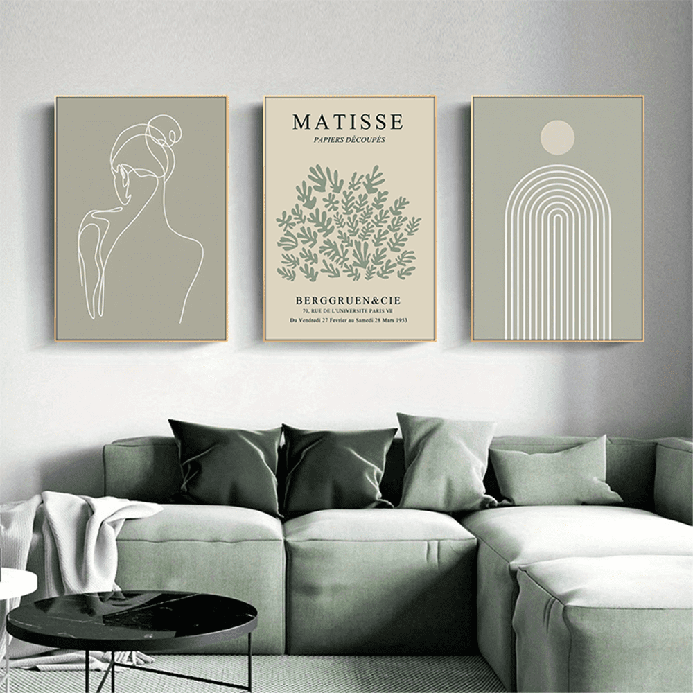 3 Pcs Green Minimalist Matisse Art Canvas Poster Abstract Women Figure ...