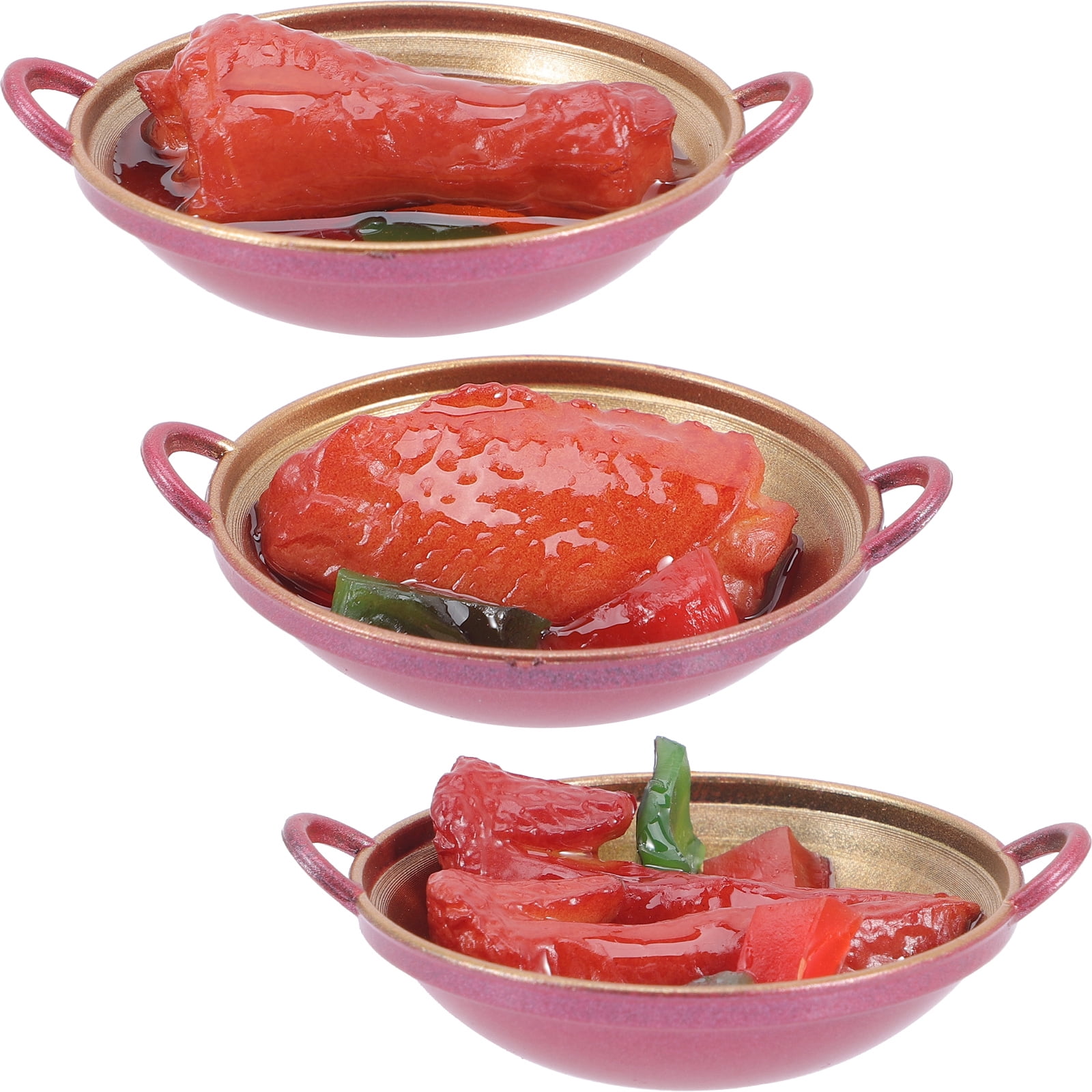 3 Pcs Griddle Model Props Fake Food Kids Cognition Toy Miniature Things ...