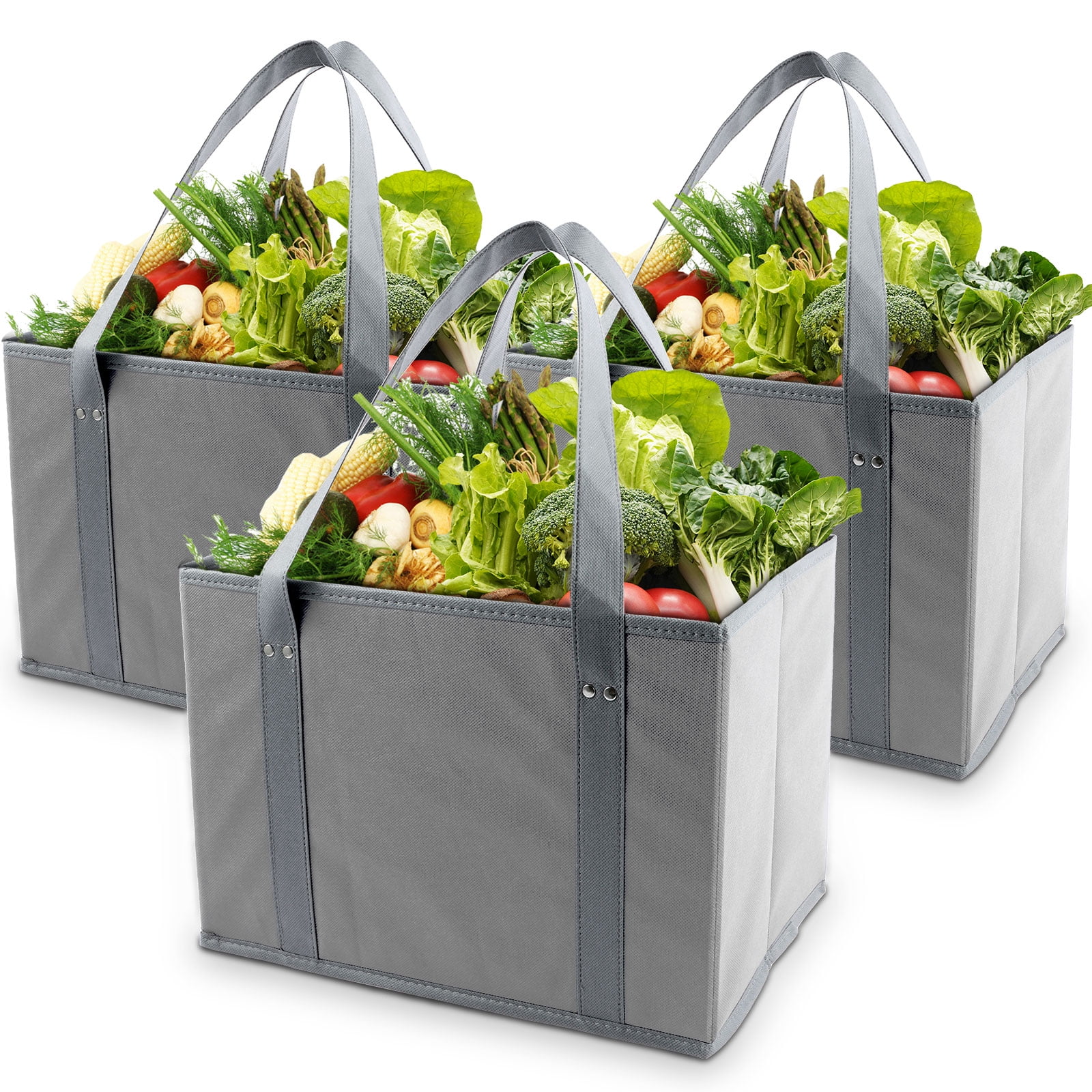 3 Pcs Grocery Bags Reusable Grocery Tote Collapsible Large Capacity ...