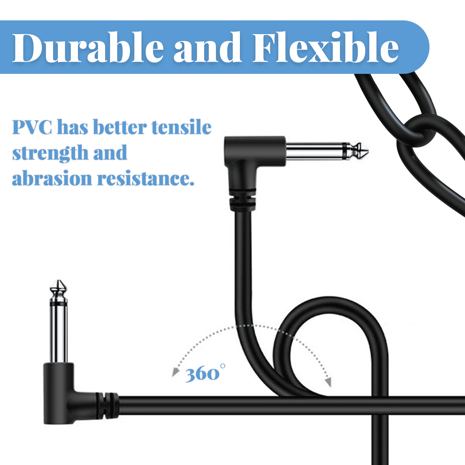 3 Pcs Guitar Patch Cable, 6inch/15cm Black Guitar Bass Effects ...