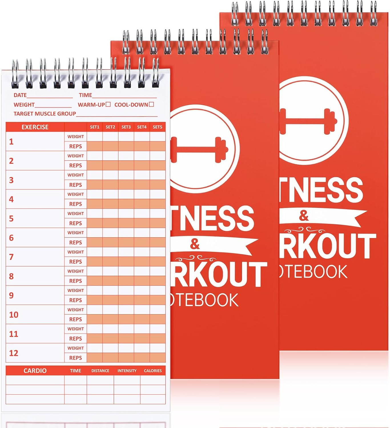 3 Pcs Gym Journal 4'' x 8'' Fitness and Workout Book Notebook 70 Sheets ...