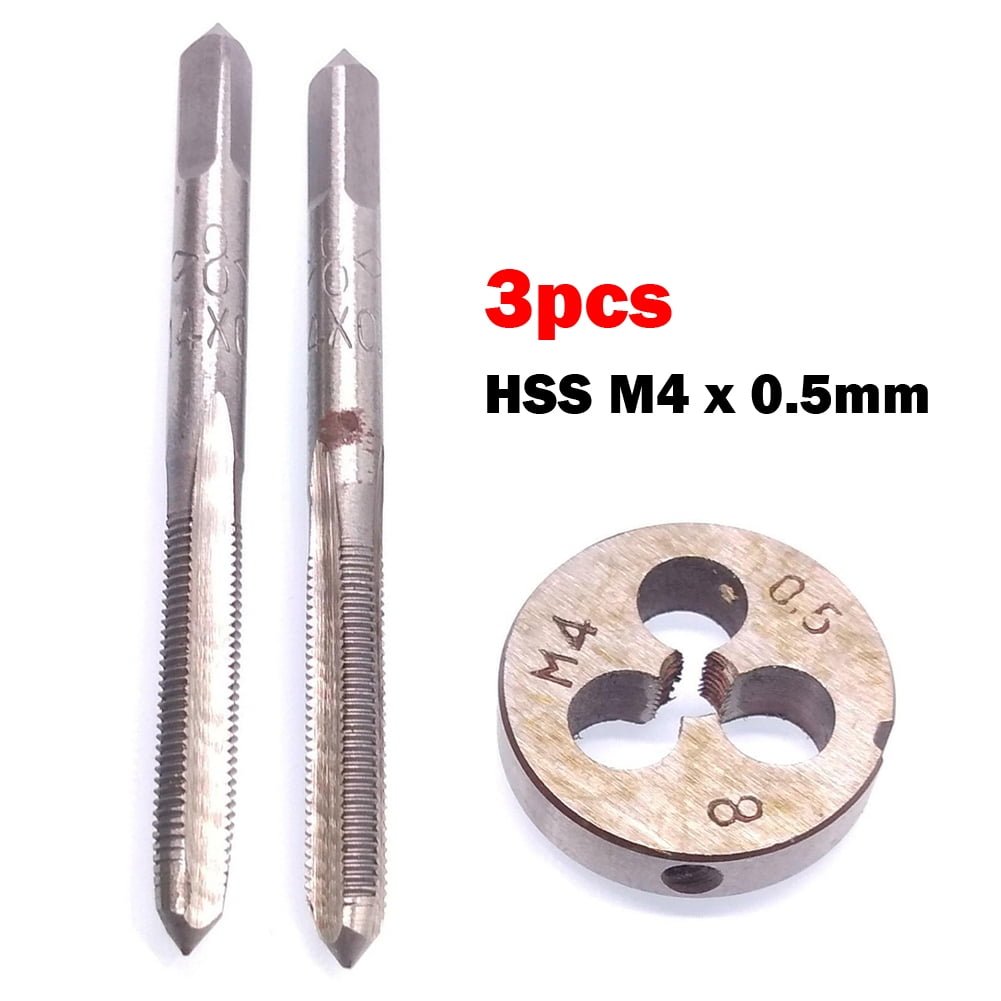 3 Pcs HSS M4*0.5mm Taper Die Metric Screw Thread Right Hand Plug Tap ...