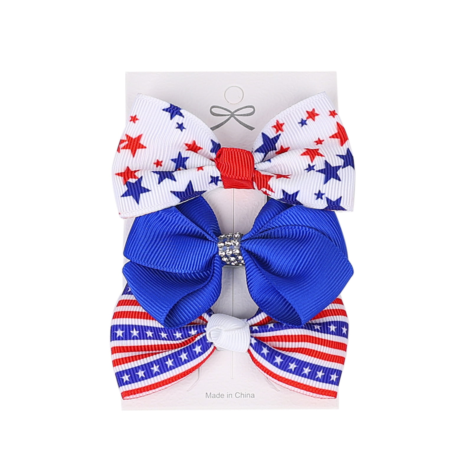 3 Pcs Hair Bows Independence Day Bowknot Headdress Ropes National Day ...