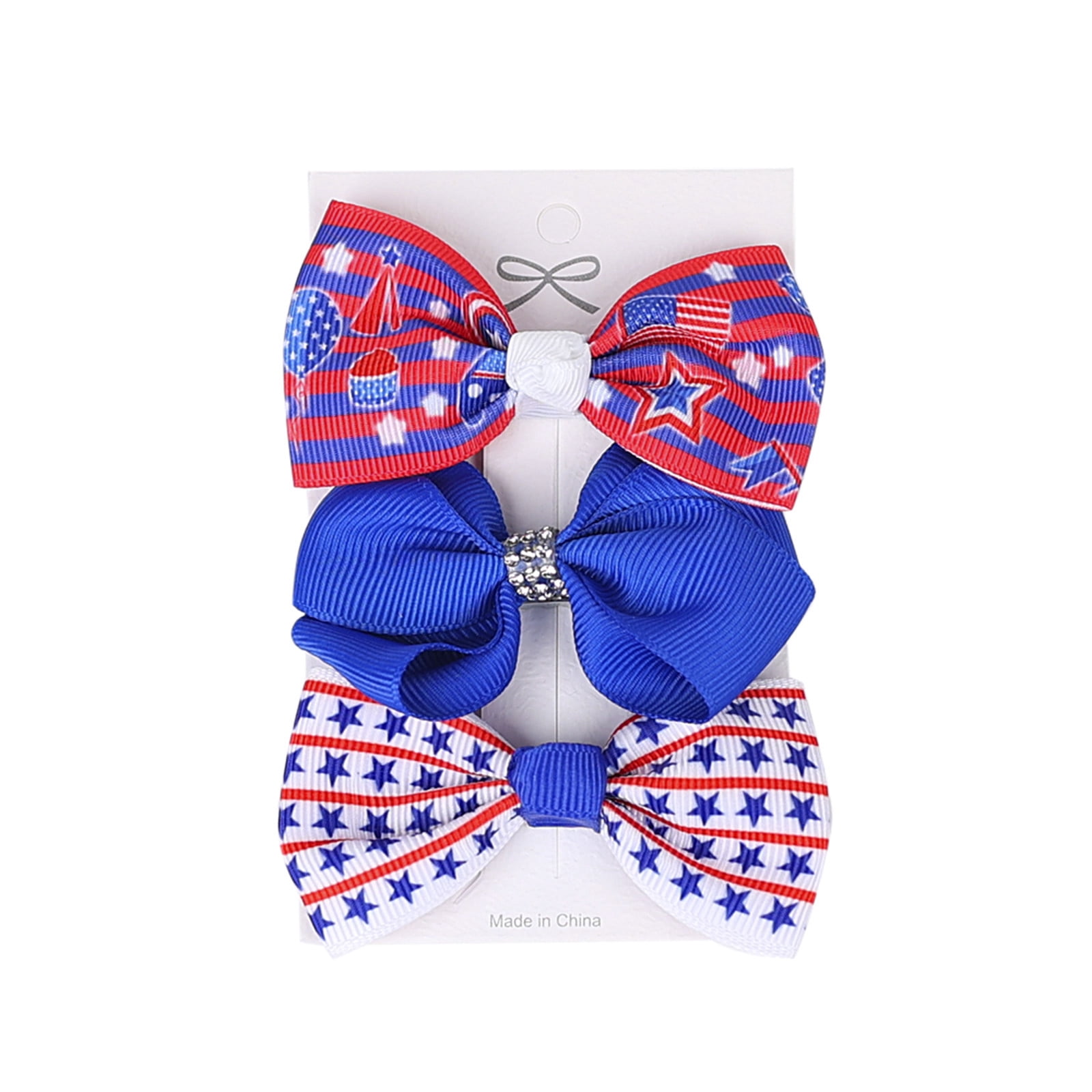 3 Pcs Hair Bows Independence Day Bowknot Headdress Ropes National Day ...
