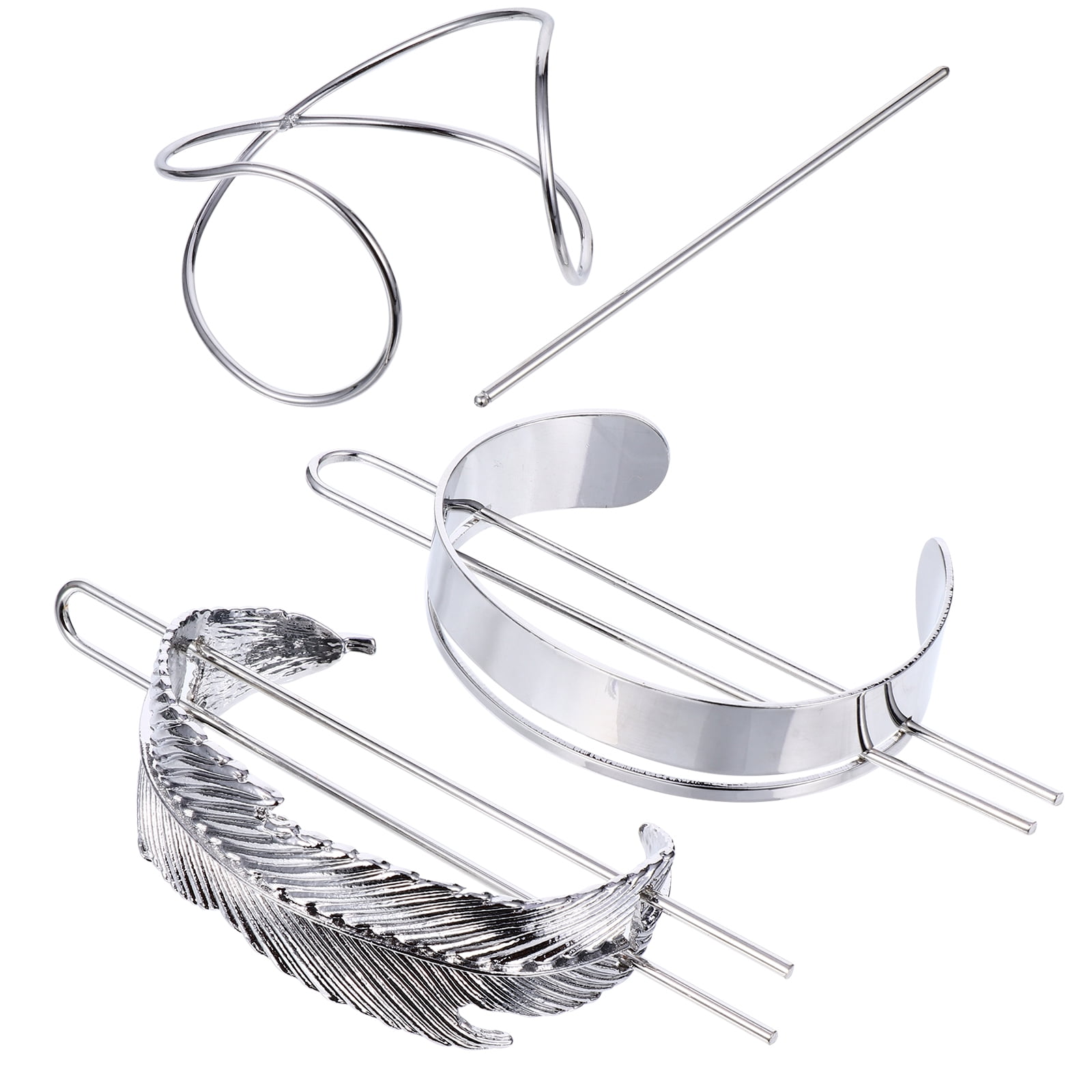 3 Pcs Hair Bun Holder Cuff Wedding Cage Vintage Miss Silver - Walmart.com