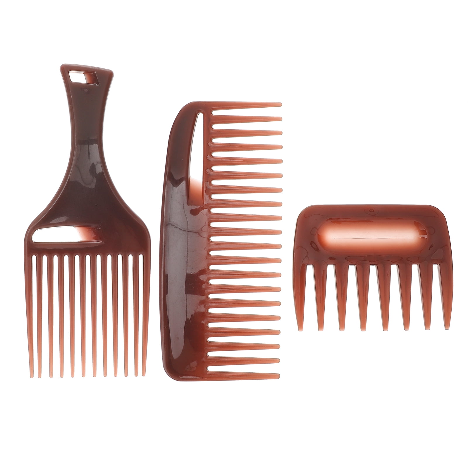 3 Pcs Hair Cutting Combs Wide Teeth Curling Detangling Pick Man Brown ...