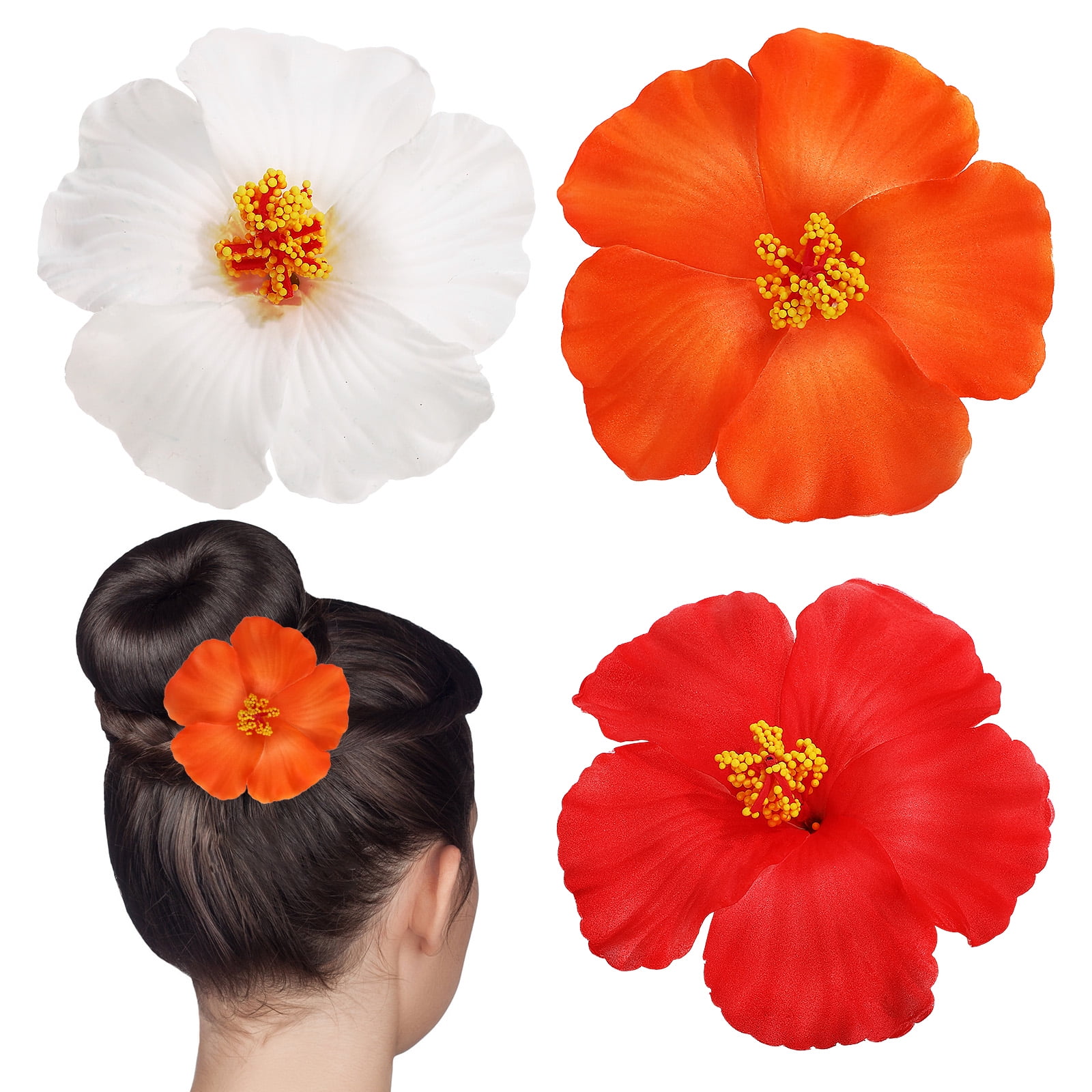 3 Pcs Hair Flowers Hair Clips Flower Hair Pins Hawaiian Flower Hair ...