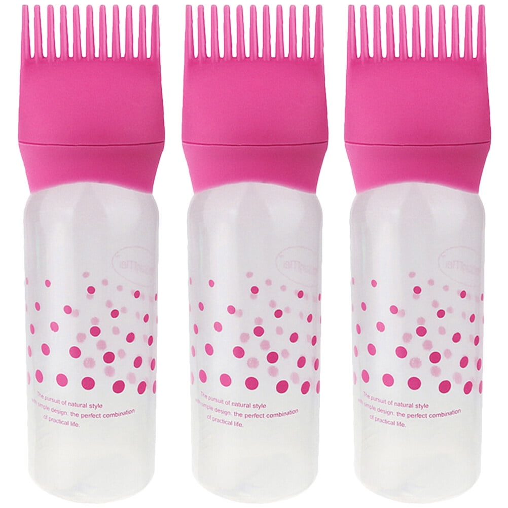 3 Pcs Hair Oil Hair Dye Applicator Bottle Comb Bottle For Hair Bleach