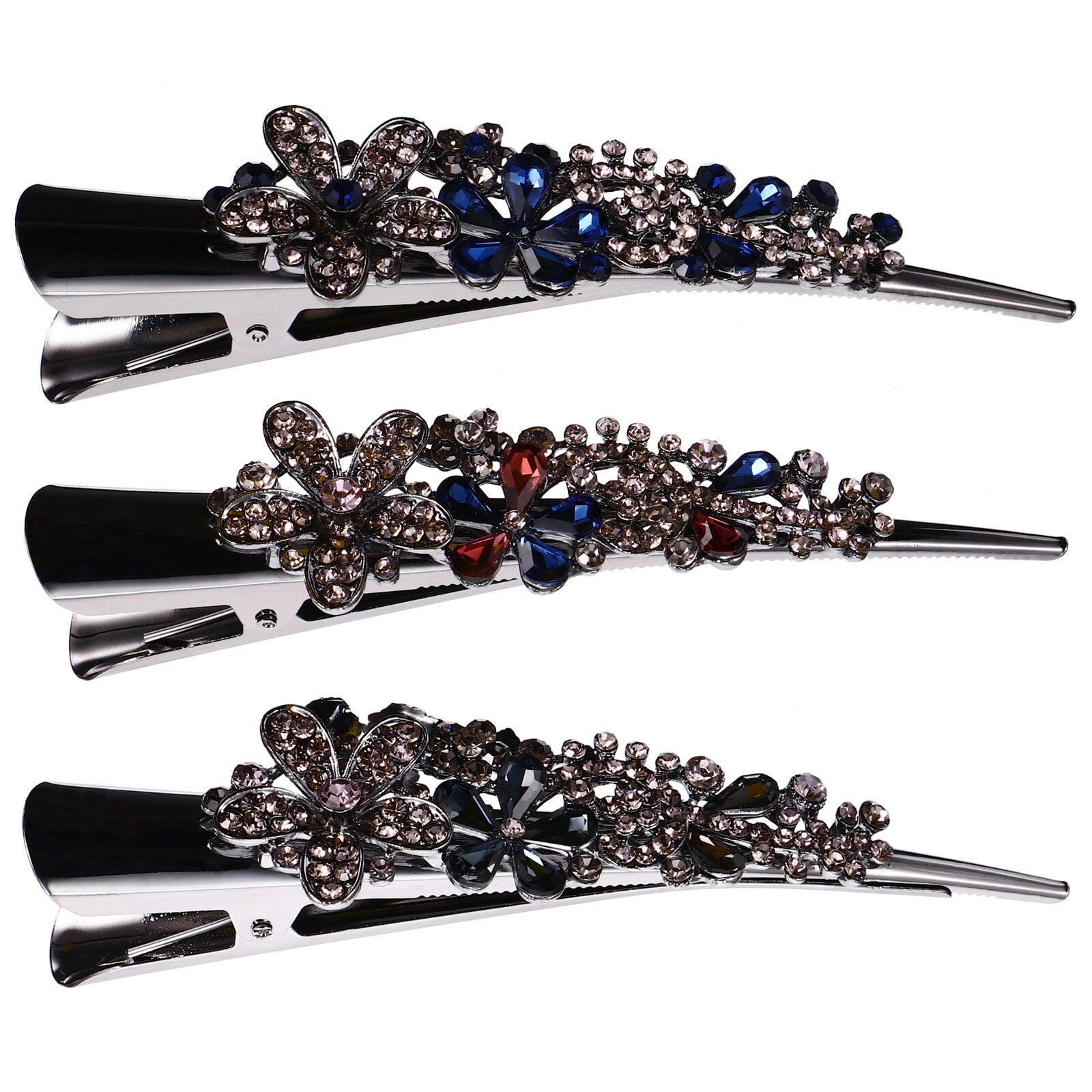 3 Pcs Hair Rhinestone Crystal Clip Elegant Clips Miss - Walmart.com