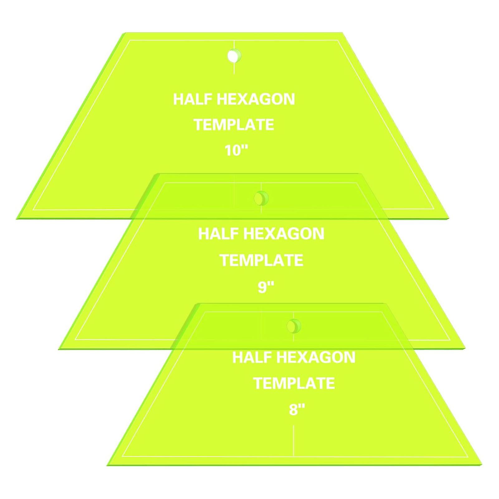 3 Pcs Half Hexagons Quilting Template Set Durable Reusable Sewing ...