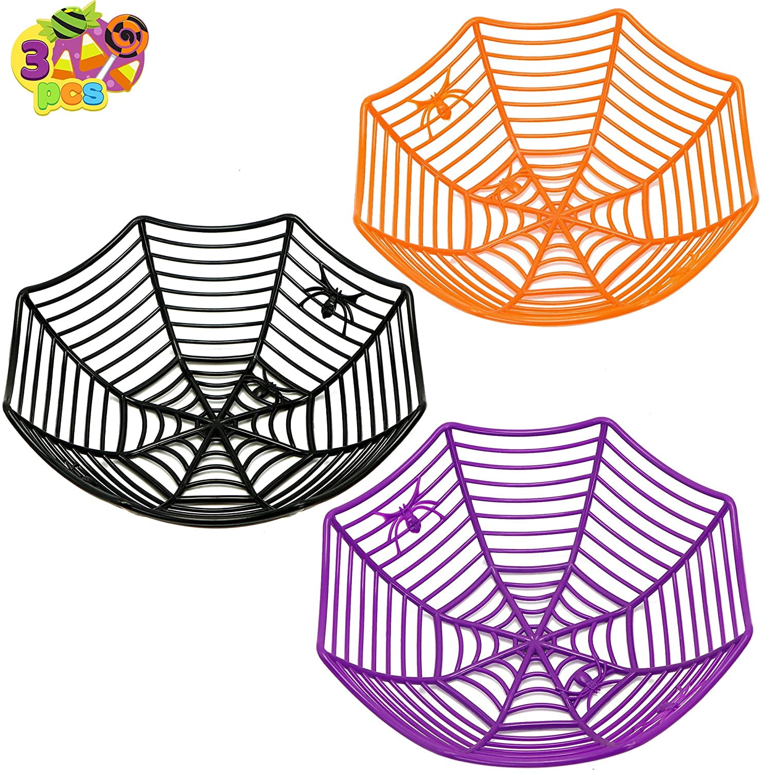 3 Pcs Halloween Candy Bowl Spider Web Trick or Treat Bowl Halloween ...