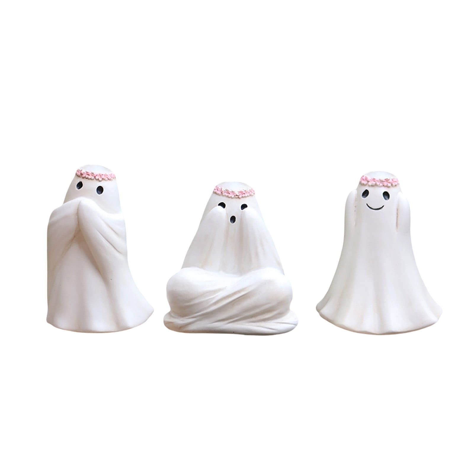 3 Pcs Halloween Ghost Figurines - Cute Resin Ghost Statues for Spooky ...