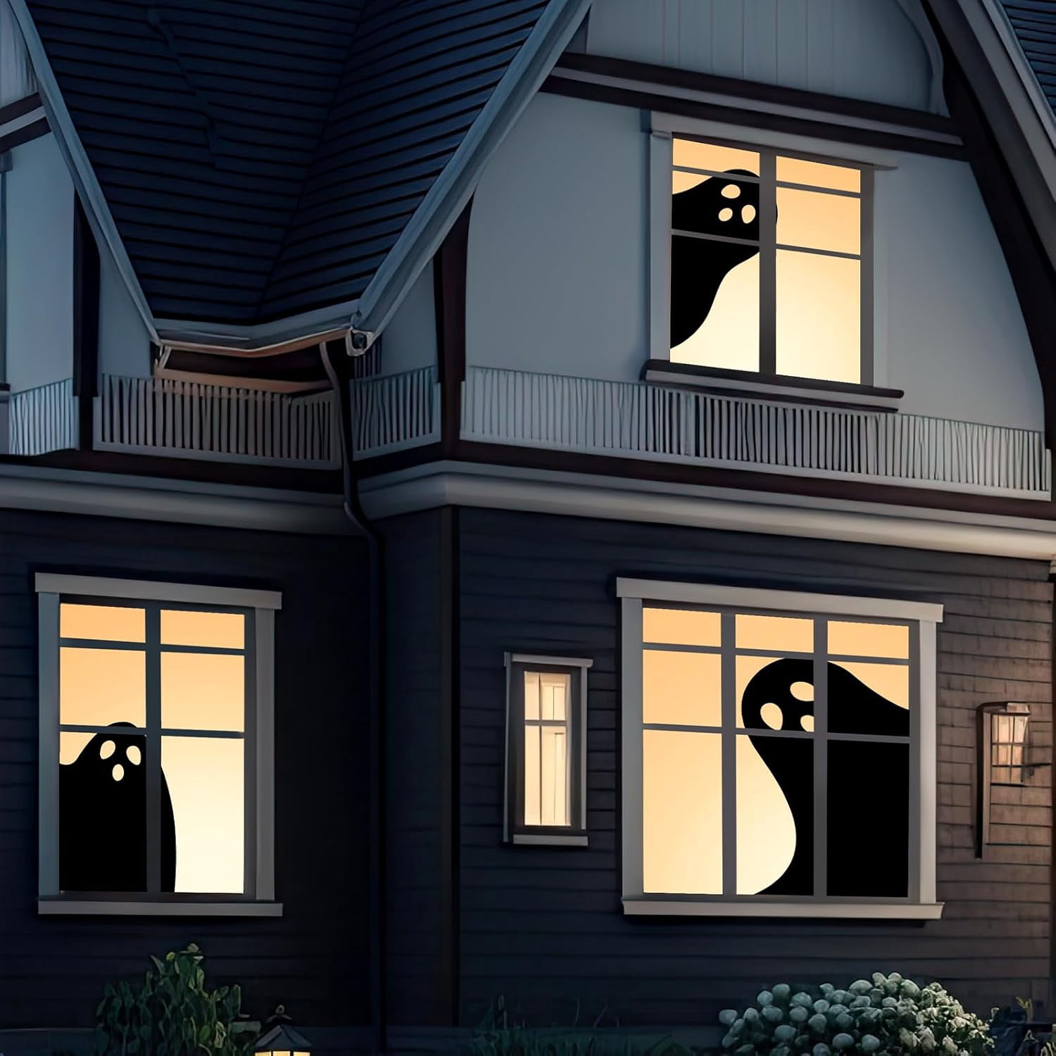 3 Pcs Halloween Ghost Silhouette Window Decor Large Ghost Clings Fabric ...