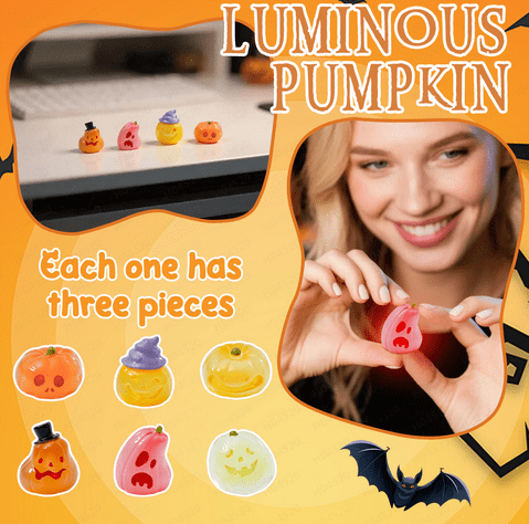 3 Pcs Halloween Luminous Mini Resin Pumpkins Ghost Figurines, Small ...