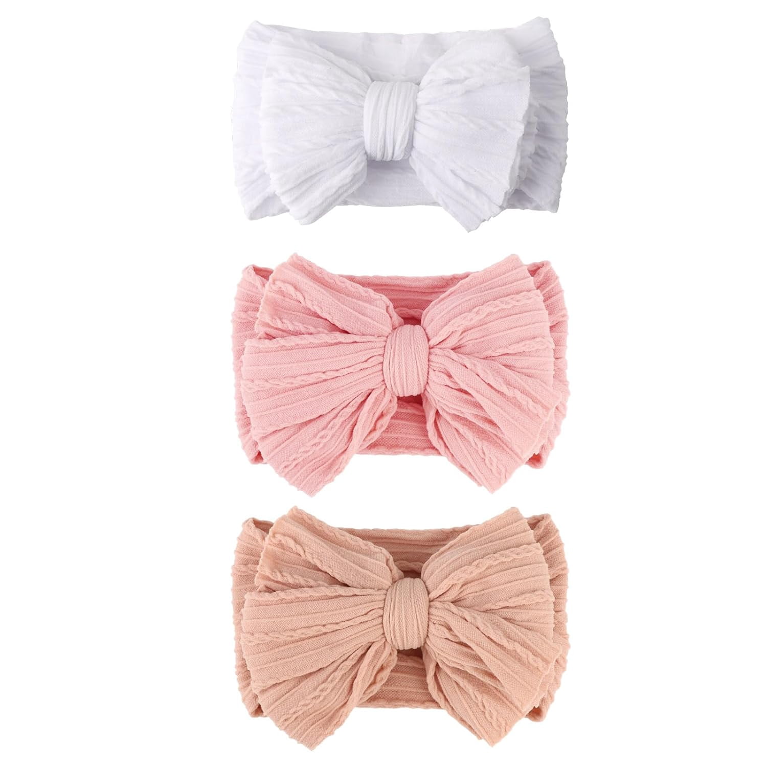 3 Pcs Handmade Baby Girls Bows Headbands Soft Stretchy Nylon Hair Bands ...