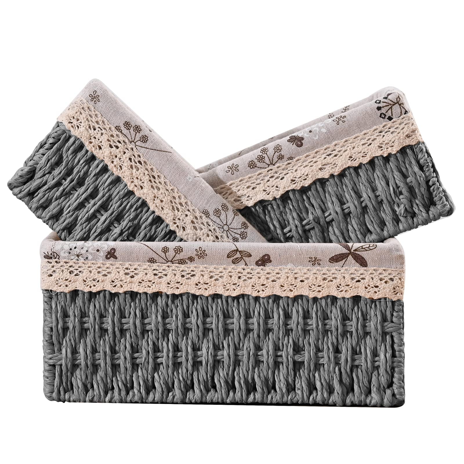 ENLOY Handmade Wicker Storage Baskets Set 3 Sizes Woven Decorative Home ...