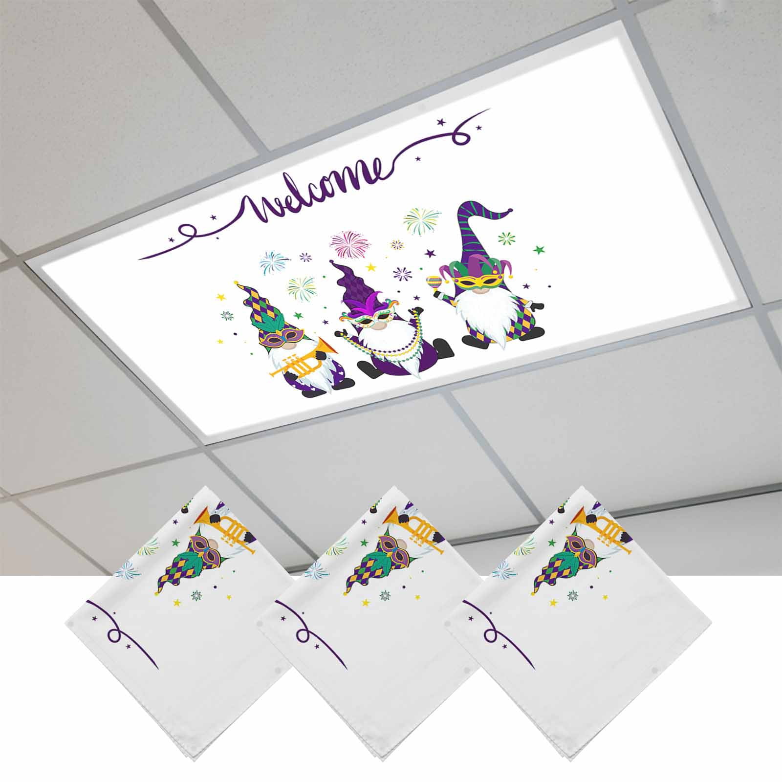 3 Pcs Happy Carnival Fluorescent Light Covers Gnomes Magnetic Light ...