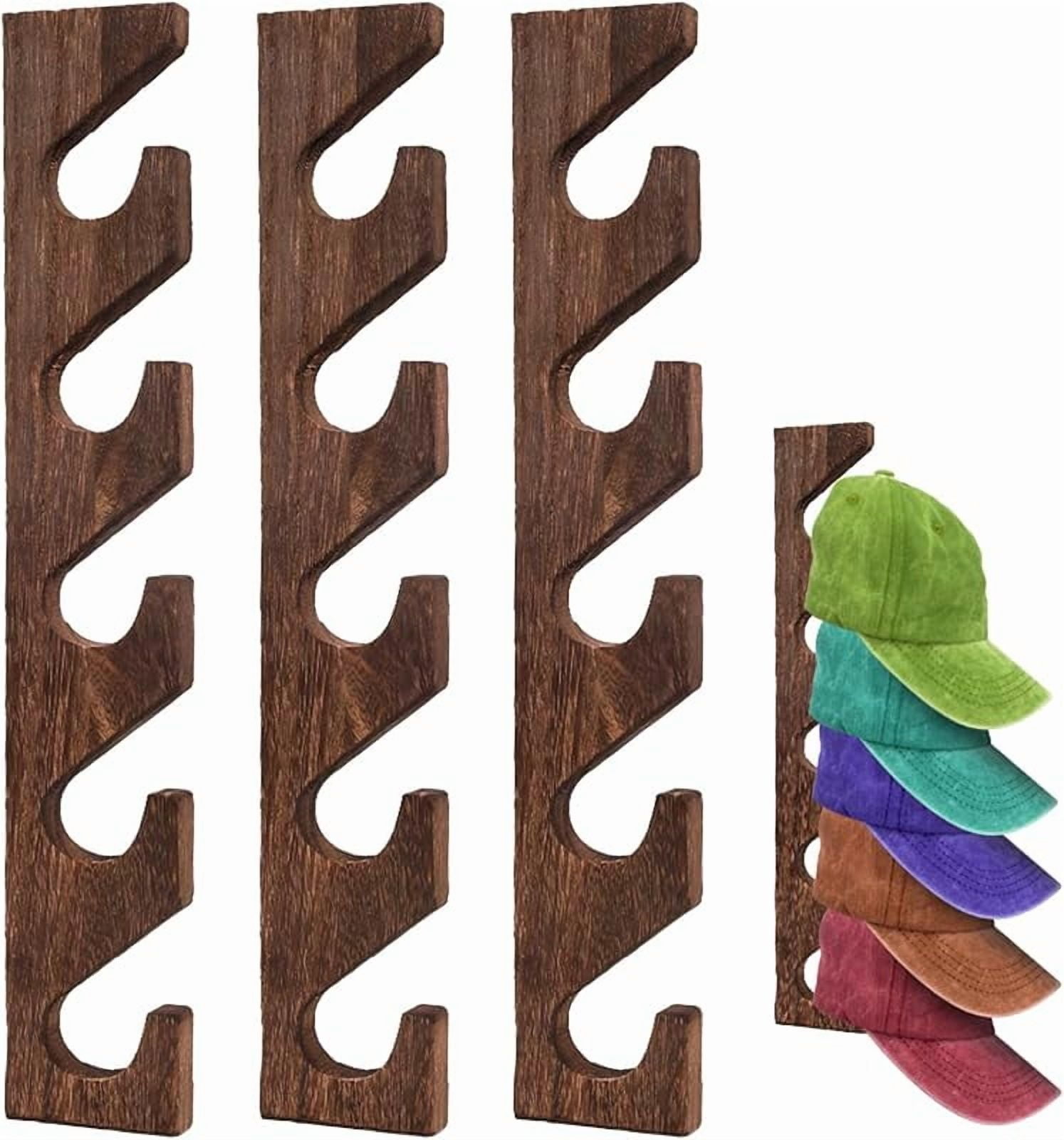 3 Pcs Hat Rack for Baseball Caps, Wall Mounted Wooden Hat Storage ...
