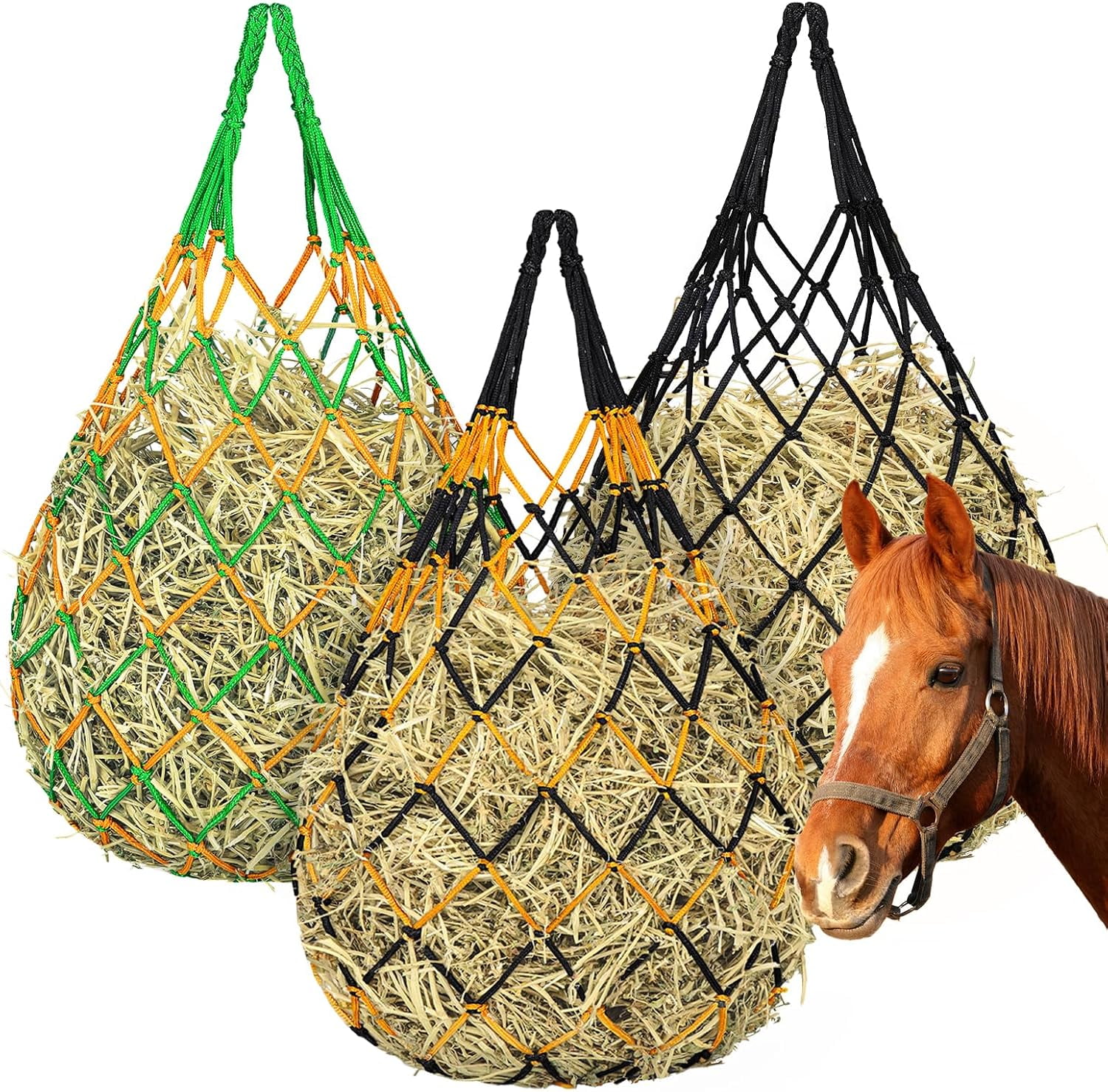 3 Pcs Hay Bags for Horses, Hay Nets for Horses Goat Sheep,Goat Hay ...