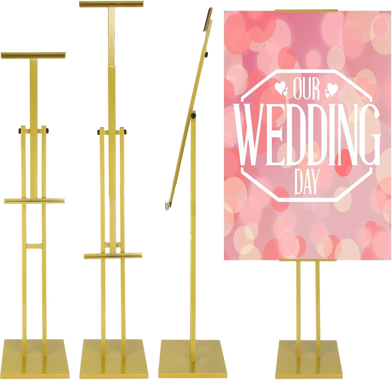 3 Pcs Heavy Duty Sign Stand, Floor Poster Board Stand, Adjustable Metal ...