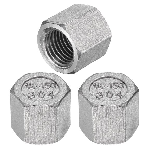 3 Pcs Hex End Cap 304 Stainless Steel Nut, NPT 1/4" Female Thread Pipe ...