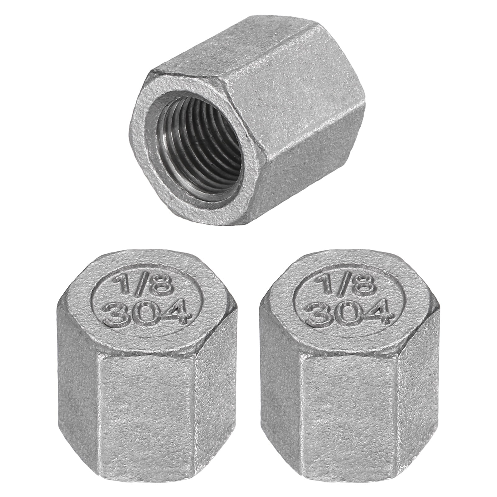 3 Pcs Hex End Cap 304 Stainless Steel Nut, NPT 1/8" Female Thread Pipe ...