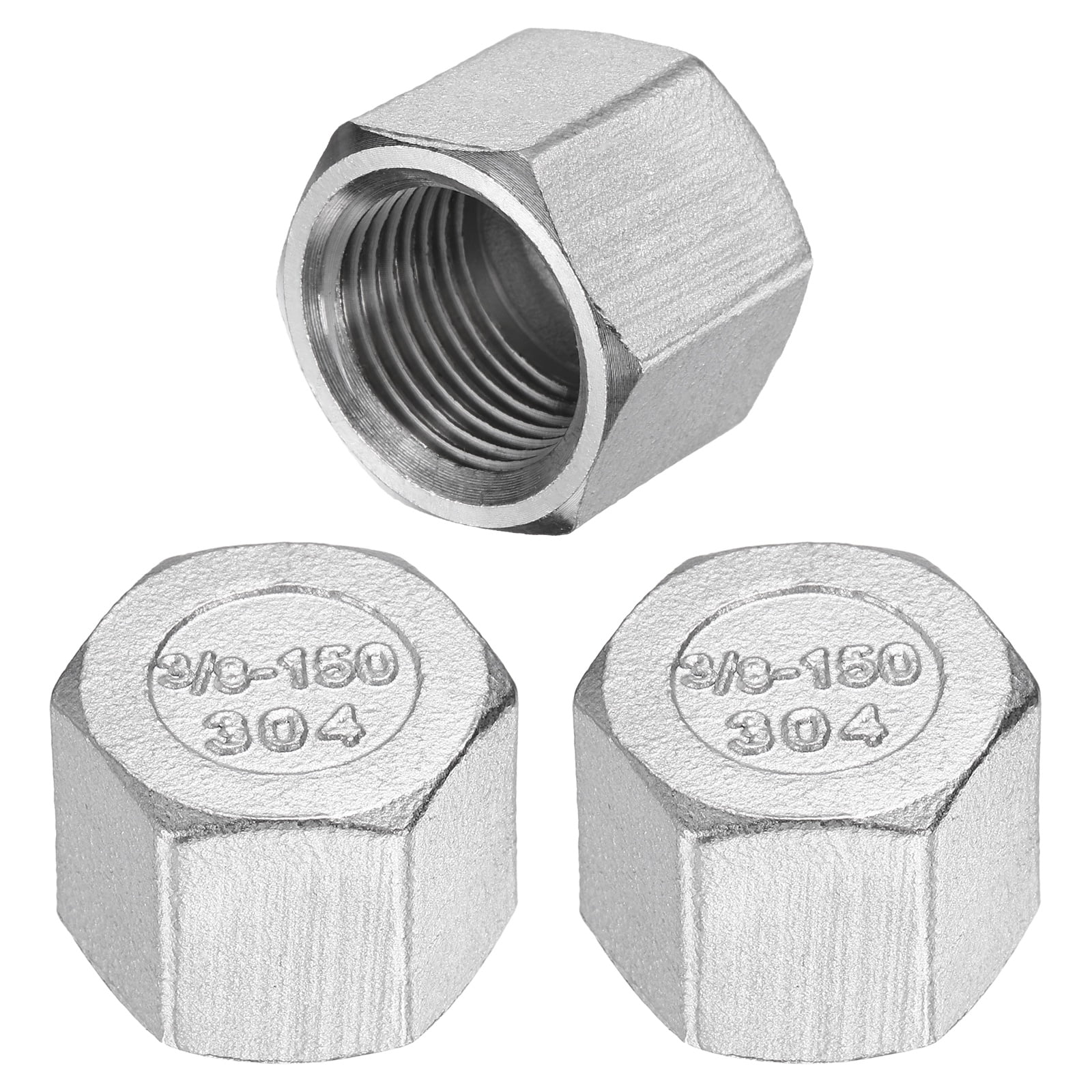3 Pcs Hex End Cap 304 Stainless Steel Nut, NPT 3/8" Female Thread Pipe ...