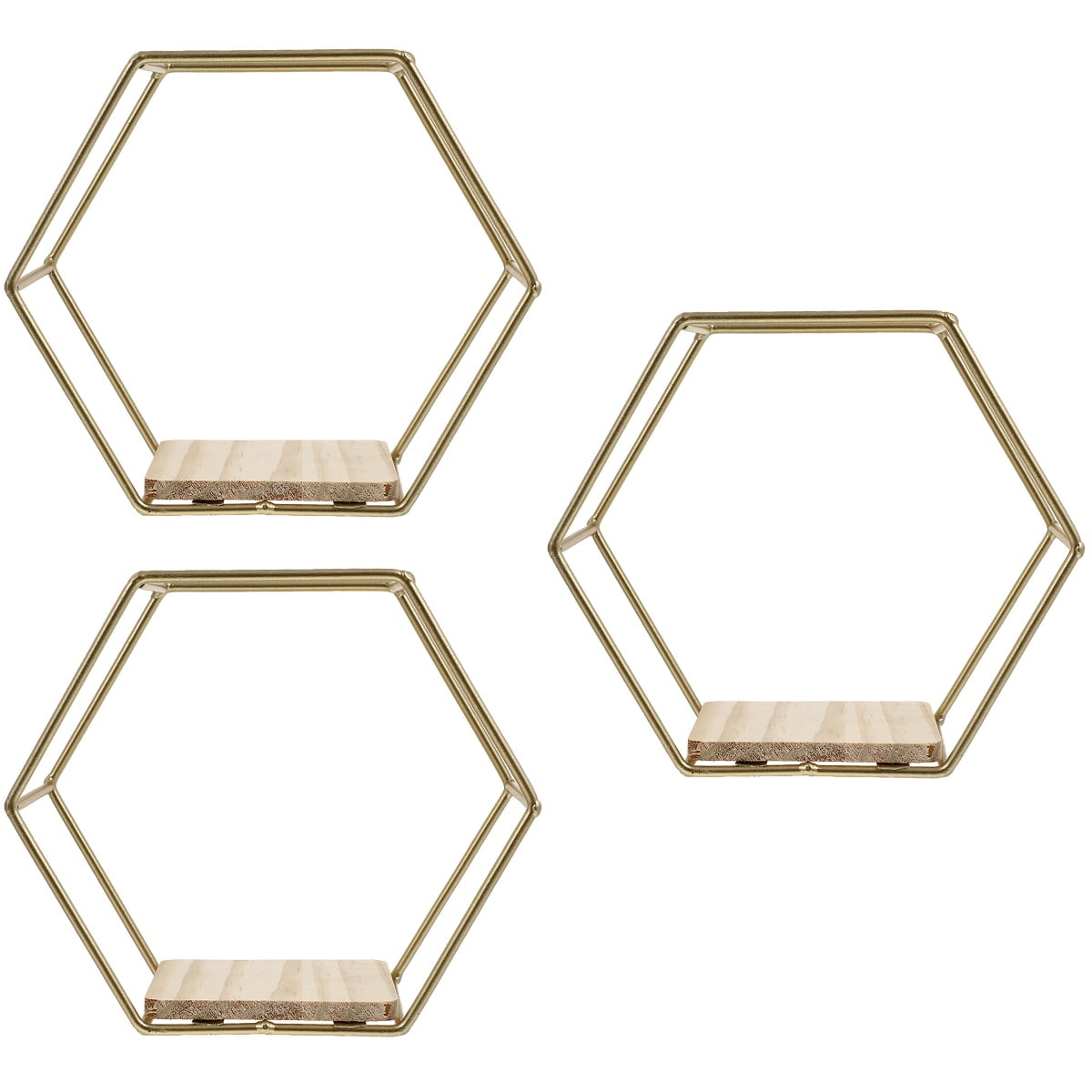 3 Pcs Hexagonal Rack Wire Shelving Gold Shelves Storage Golden ...