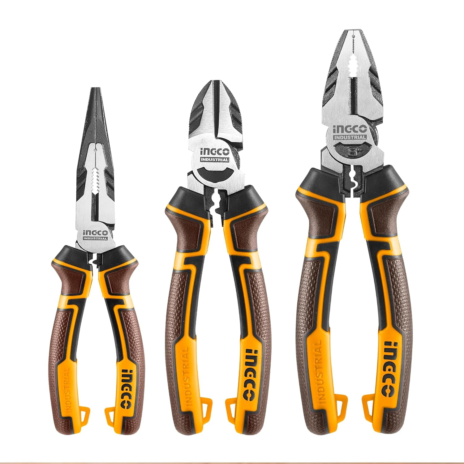 INGCO 3 PCS High Leverage Pliers Set Including 8 Combination Plier 7 Diagonal Cutting Plier 6 ...