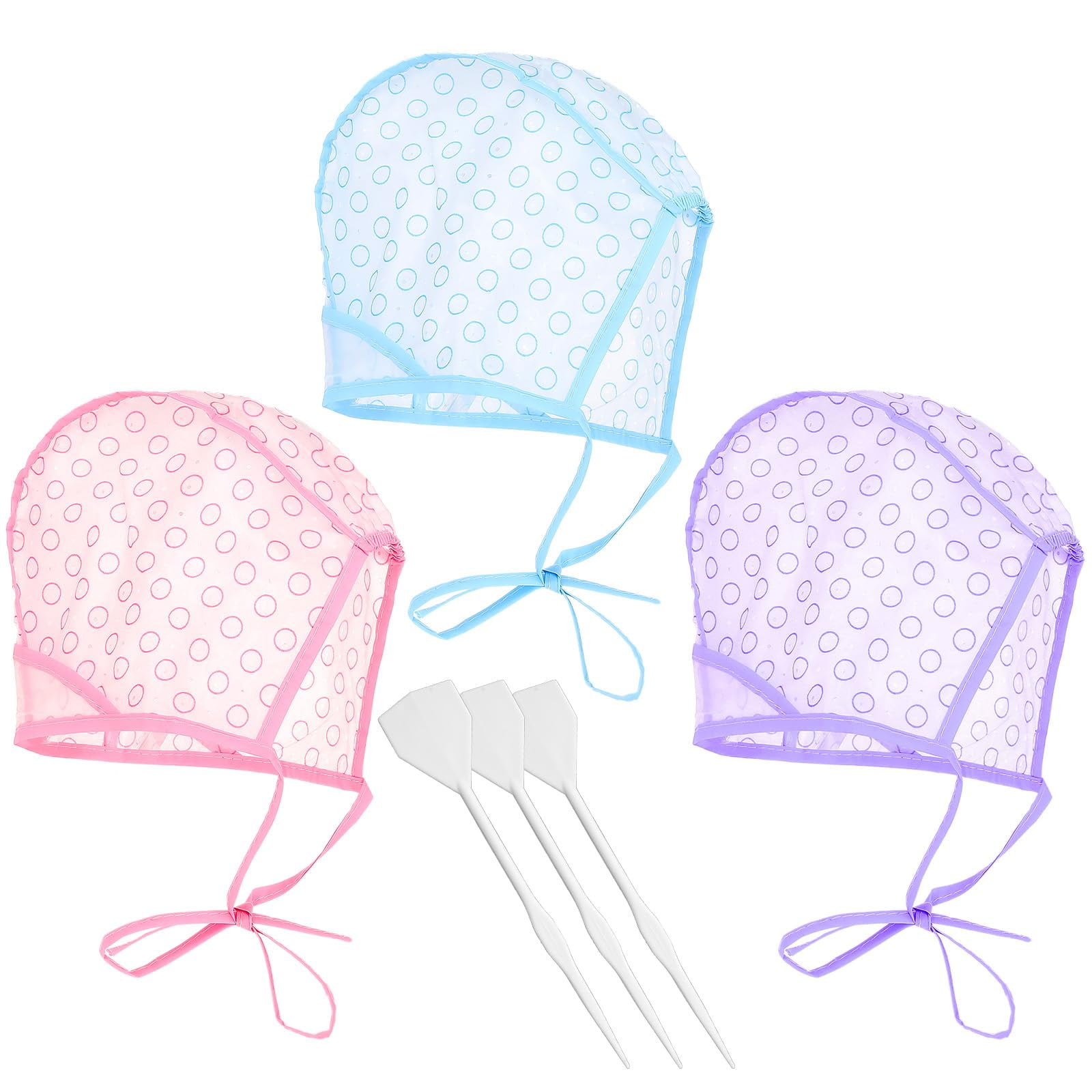 3 Pcs Highlighting Cap with Hook Salon Coloring Cap Dye Cap with Holes ...