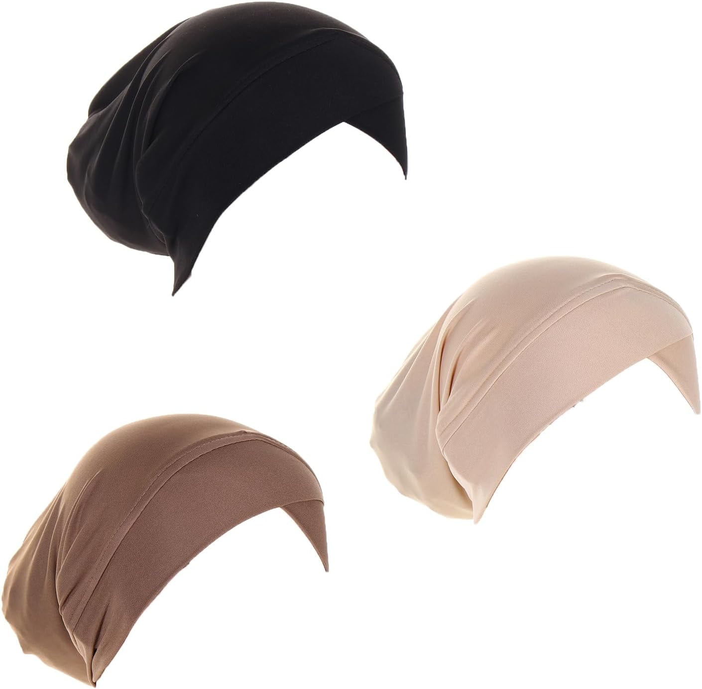 3 Pcs Hijab Caps Women Solid Color Under Hijab Caps Stretchy Breathable ...