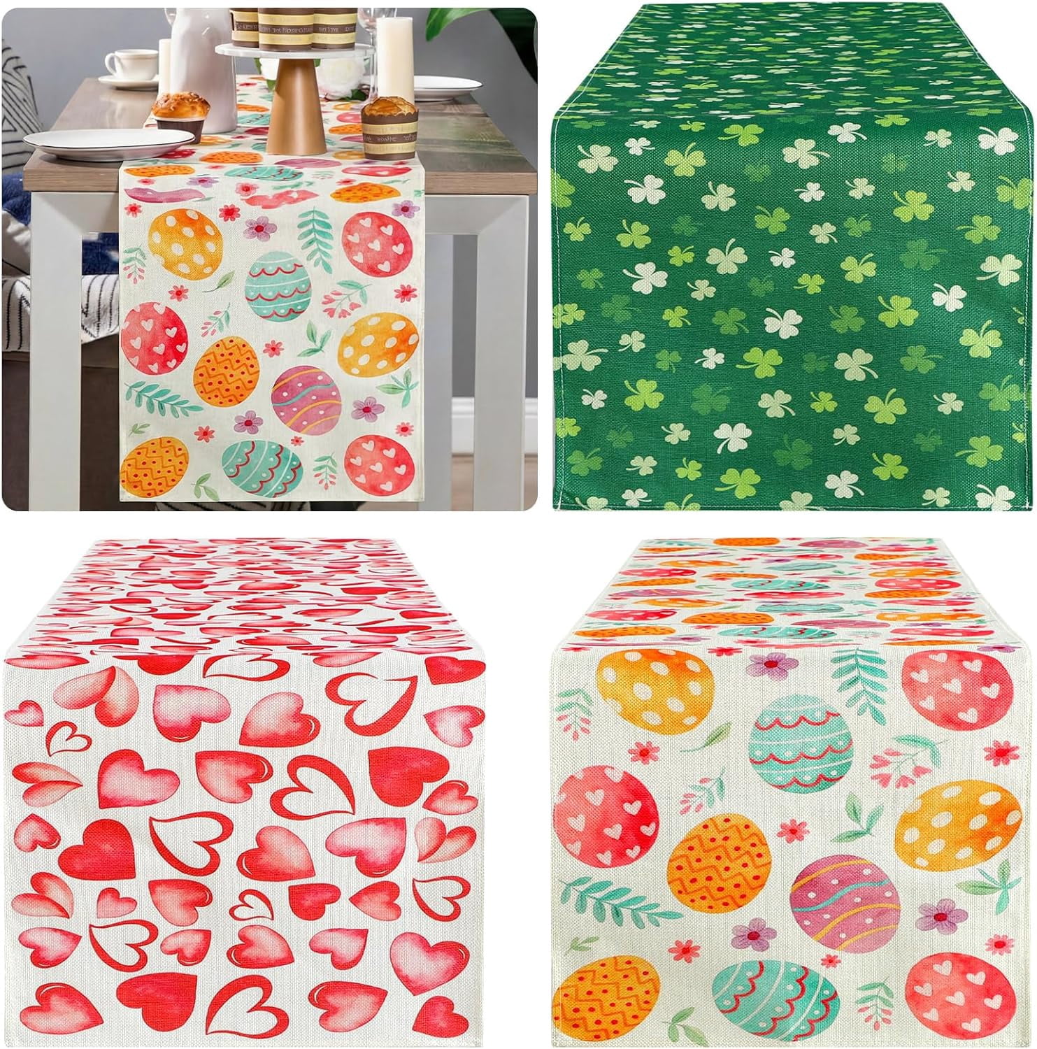 3 Pcs Holiday Table Runners Seasonal Farmhouse Table Runner 13x72 Inch ...