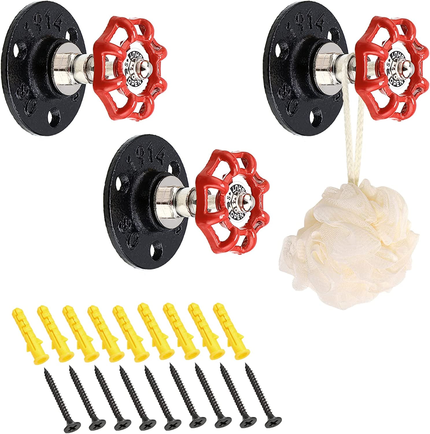 3 Pcs Industrial Pipe Coat Hook Racks - Heavy Duty Rustic Hat Robe ...