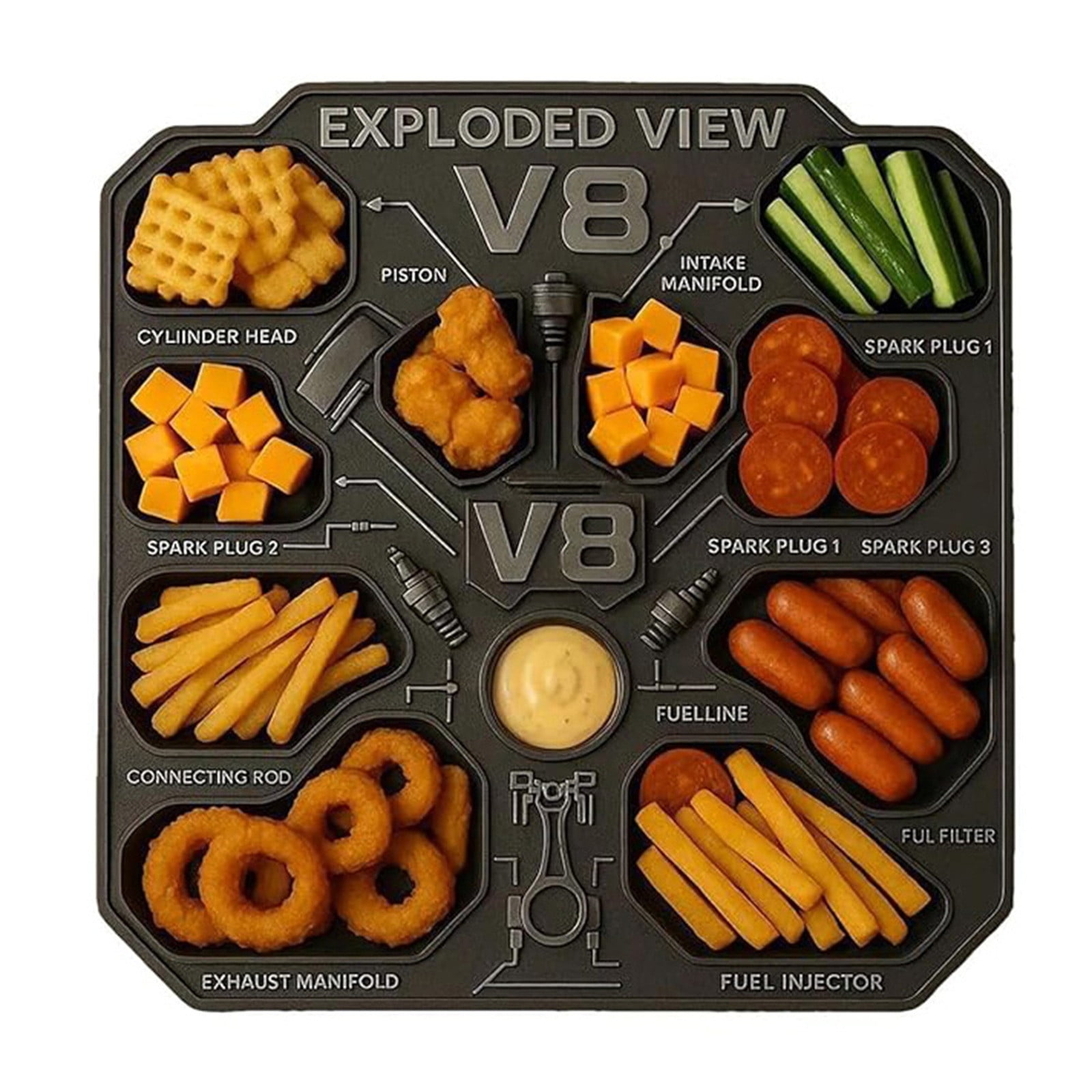 3 Pcs Industrial Style Cheese, Meat, and Fruit Tray - A Unique Gift for Machinery Enthusiasts ...