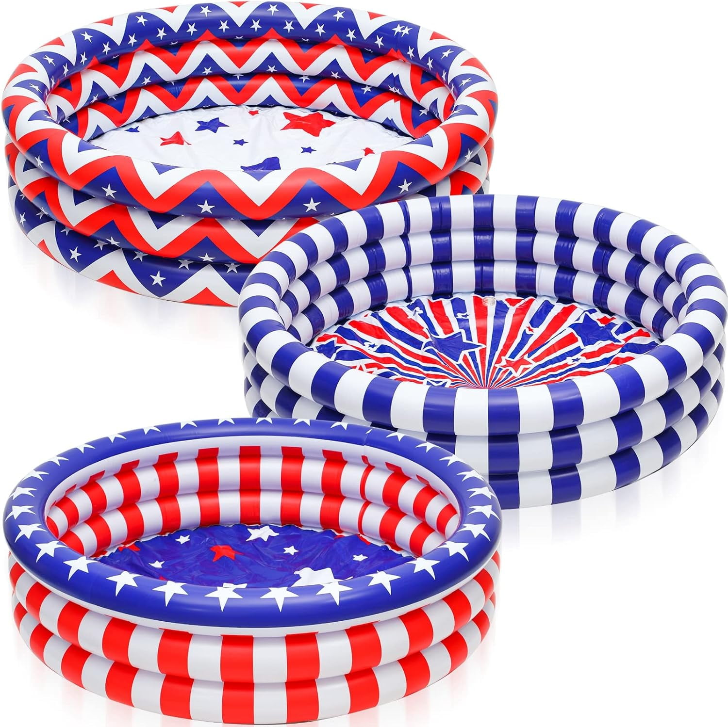 3 Pcs Inflatable Kiddie Pools 45 x 10'' Kids Heavy Duty Inflatable Pool ...