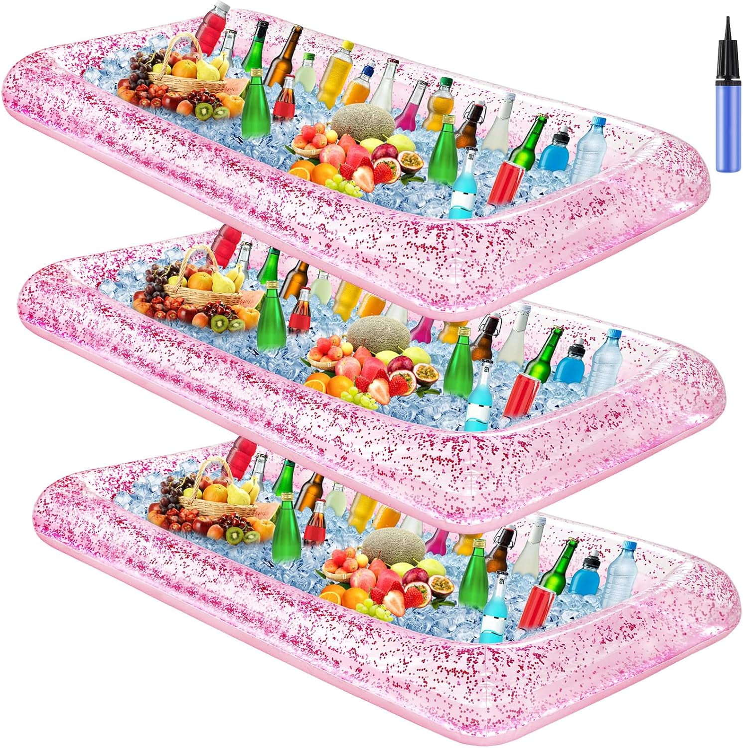 3 Pcs Inflatable Serving Bar/ice Buffet Serving Tray Drink Cooler with ...