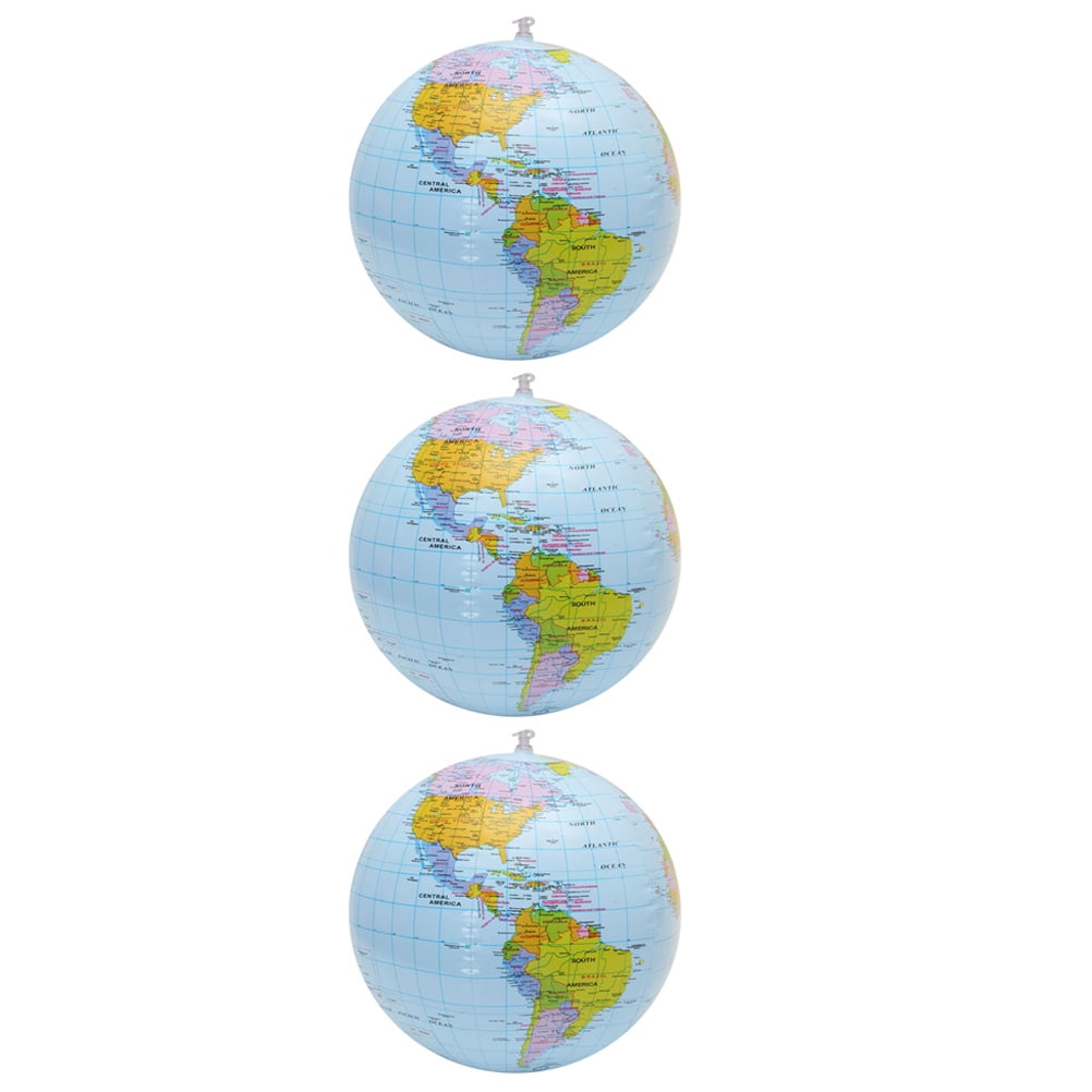 3 Pcs Inflatable Water Balls Globe World PVC Beach Balls Earth Beach ...