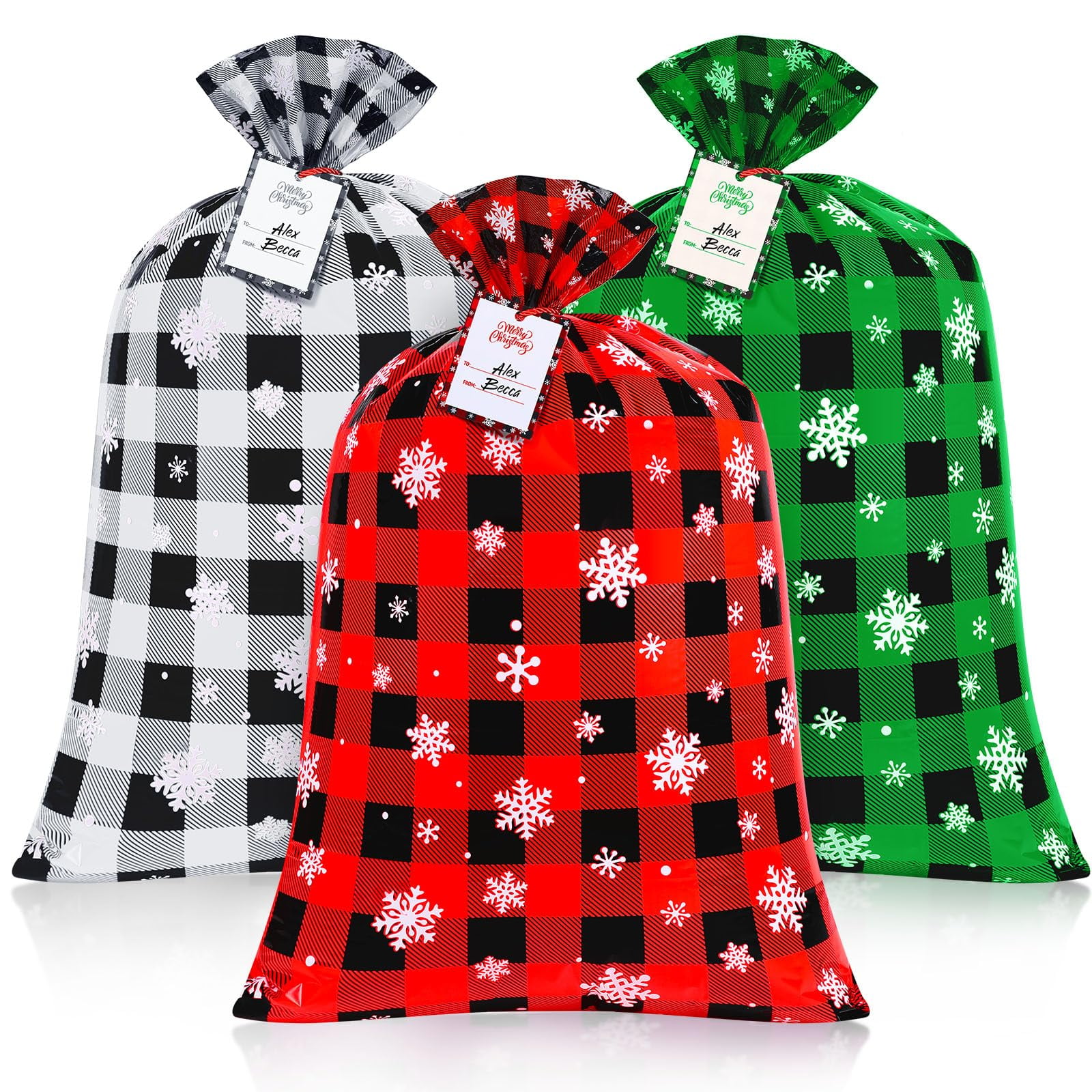 3 Pcs Jumbo Christmas Gift Bags 56'' Extra Plastic Christmas Sacks Bags ...