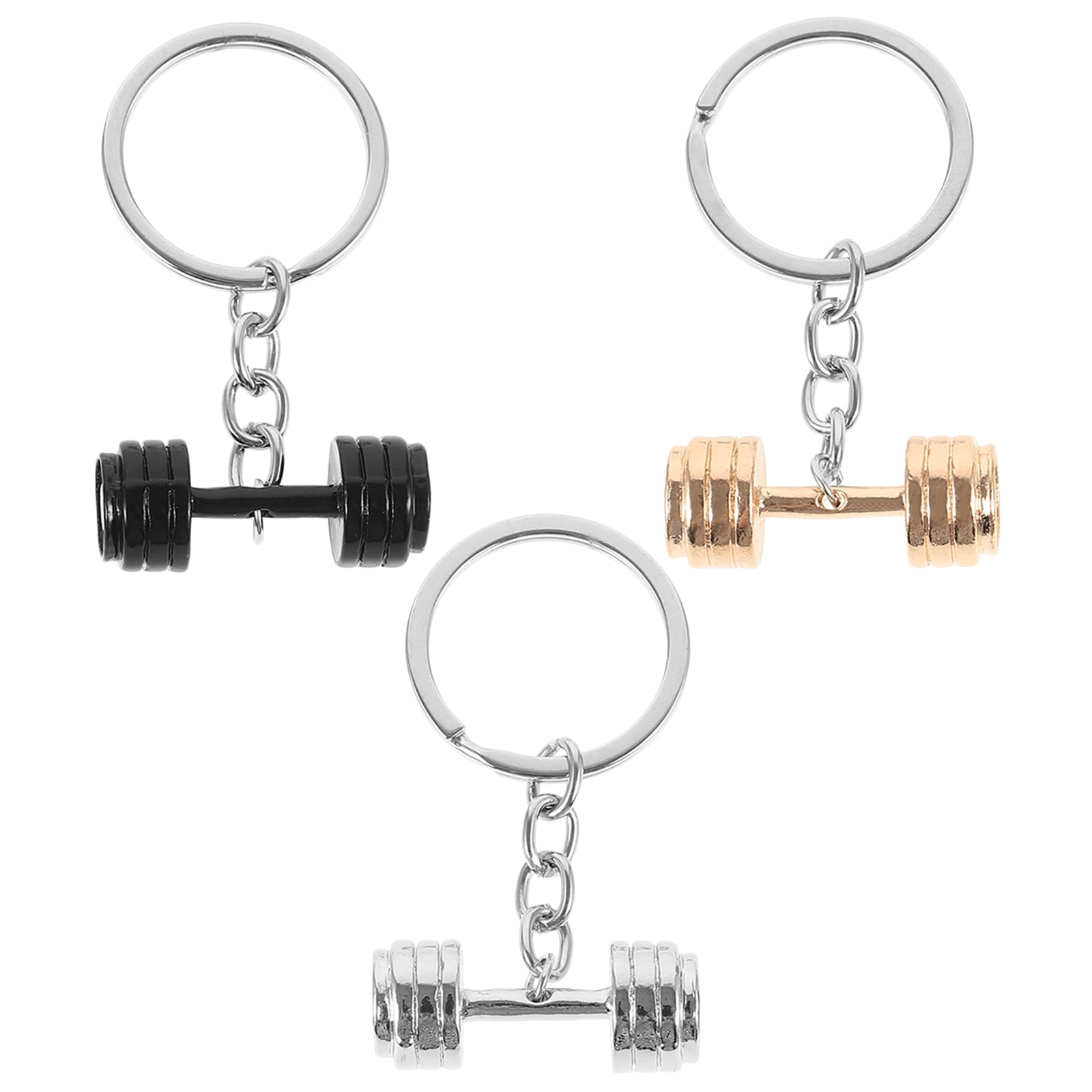 3 Pcs Key Chain Bag Keychain Decors Dumbbell Rings Chains Charm Metal ...