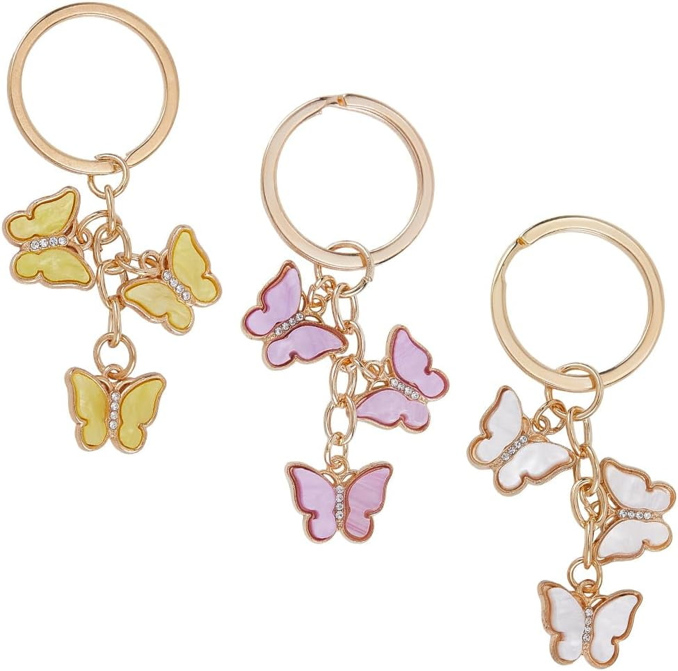 3 Pcs Keychains Pendants Butterfly Keyrings for Women Hanging for ...