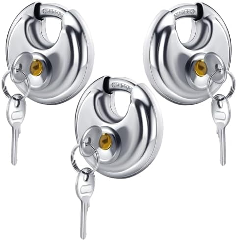 3 Pcs Keyed Alike Discus Padlocks, Stainless Steel Heavy Duty Discus ...