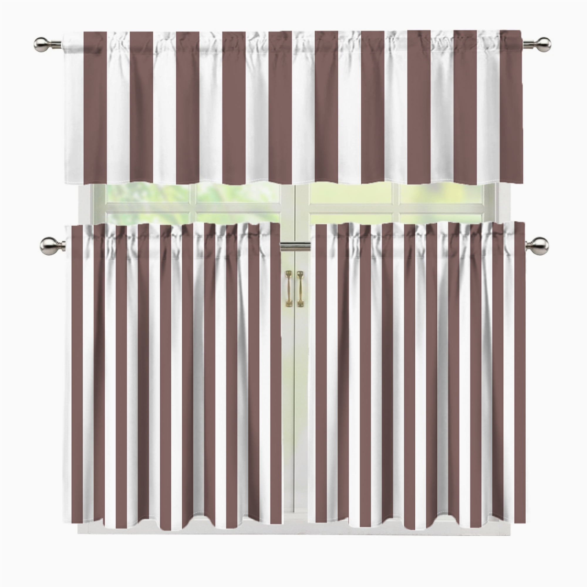 3 Pcs Kitchen Curtains Valance and Tiers Set Aesthetic Purple Violet ...