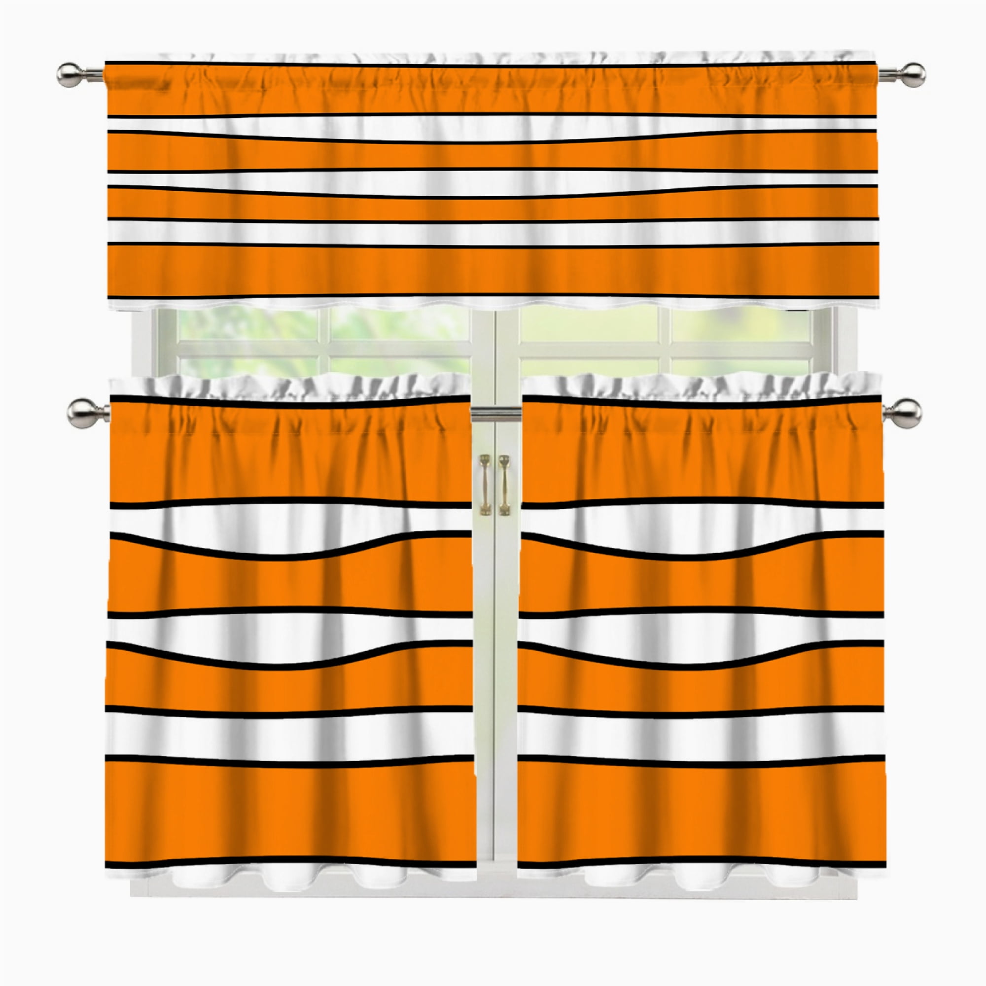 3 Pcs Kitchen Curtains Valance and Tiers Set Clownfish Pattern For Cafe ...