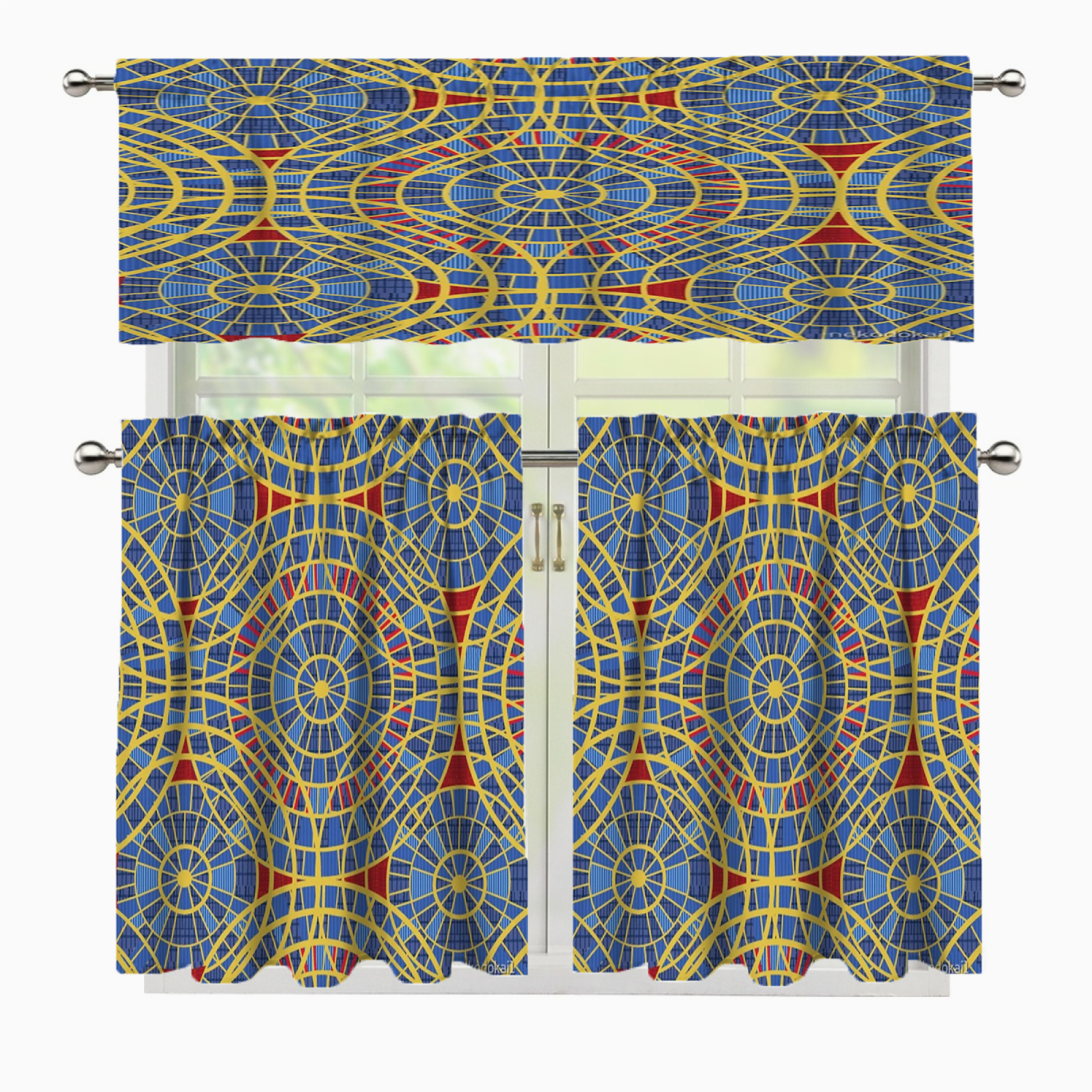 3 Pcs Kitchen Curtains Valance and Tiers Set Distressed dragoncon ...