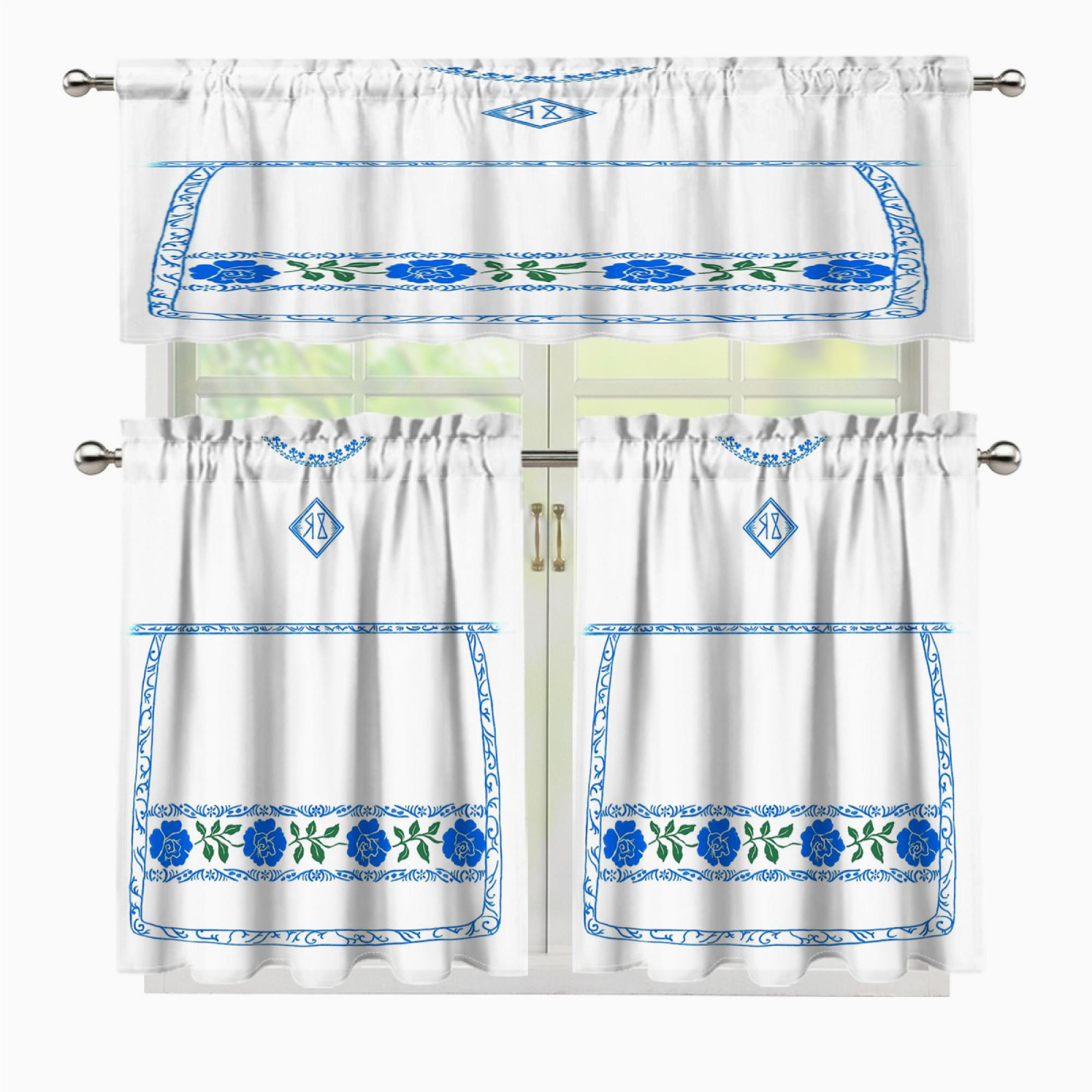 3 Pcs Kitchen Curtains Valance and Tiers Set Midsommar For Cafe ...
